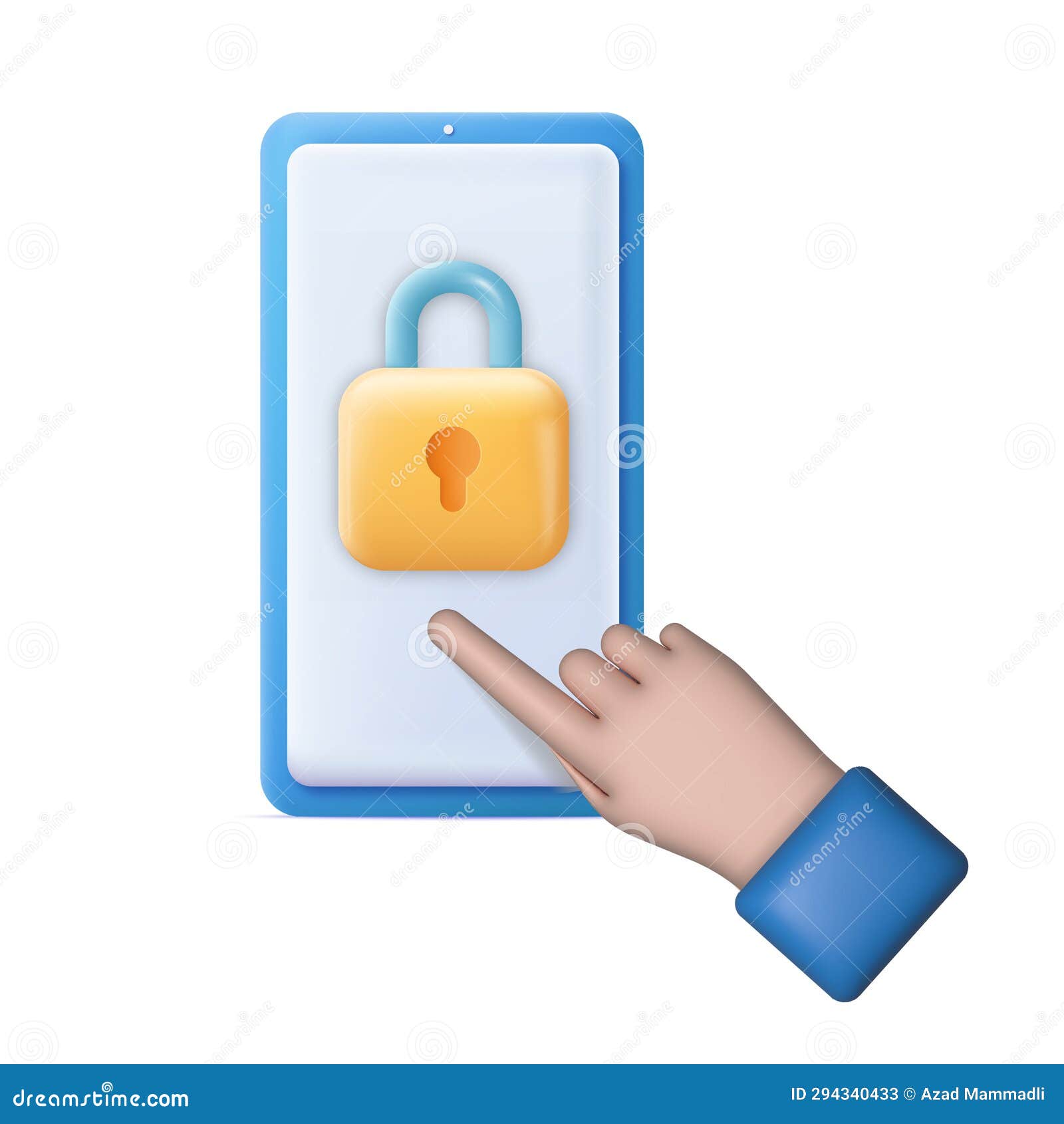 Smartphone Lock Screen. Hand Hold Smartphone, Finger Touch Touchscreen ...