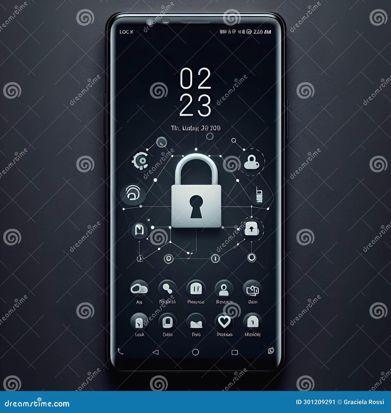 Smartphone with Lock on the Screen. Security and Safety Concept. Stock ...