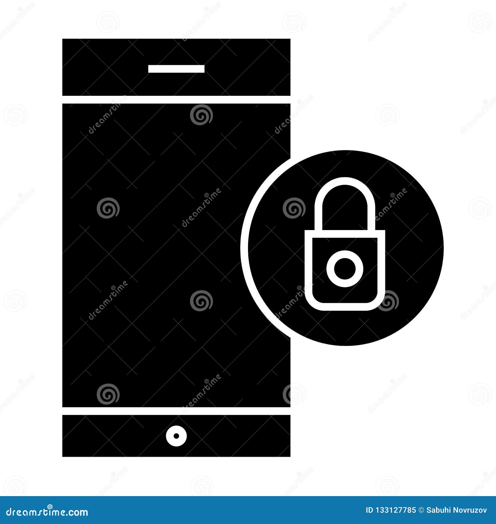 Smartphone Lock Screen Solid Icon. Security on Smartphone Vector ...