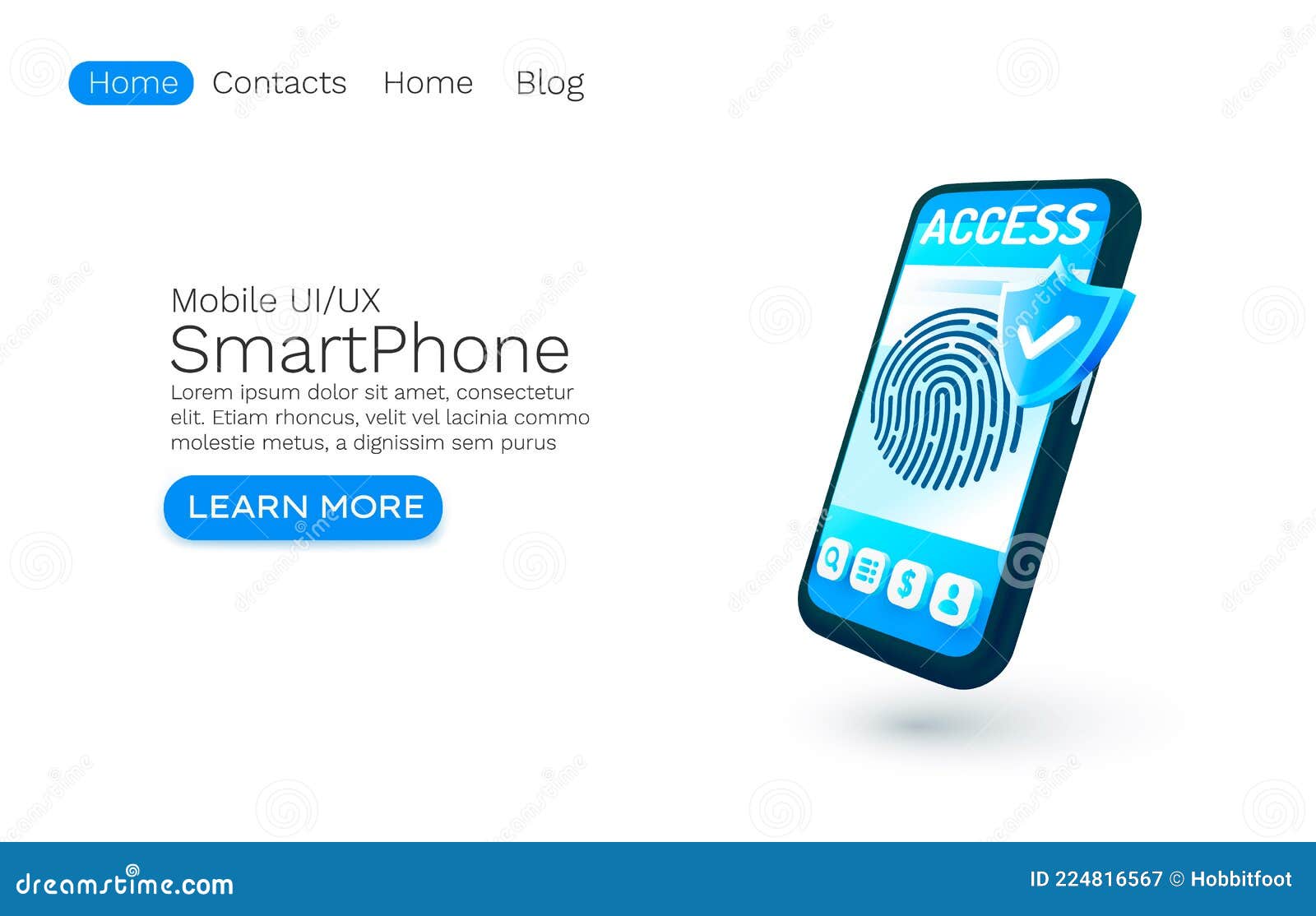 Smartphone Login App Banner Concept, Place for Text, Access Online ...