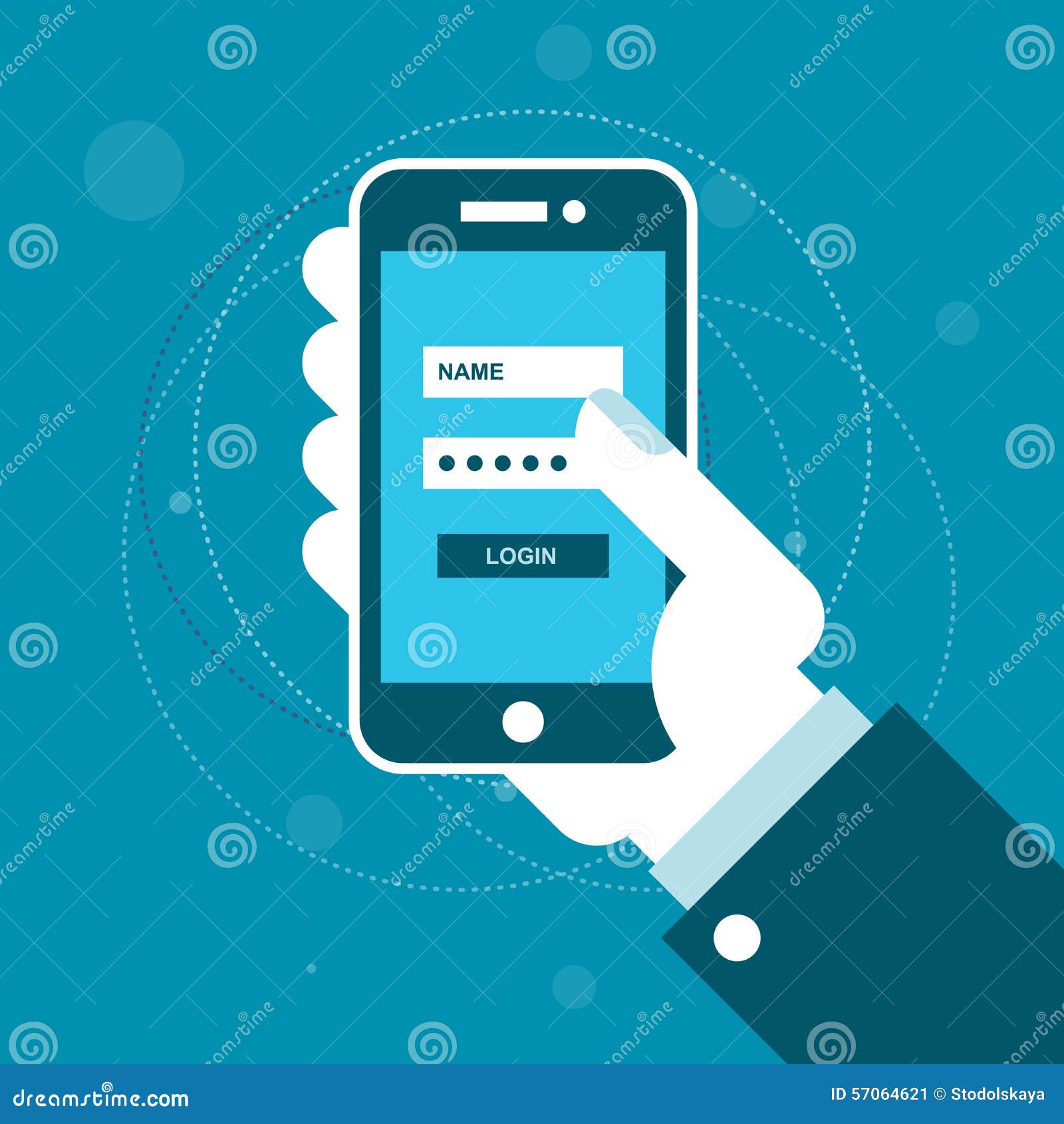 Smartphone with Login Form on Screen Stock Vector - Illustration of ...
