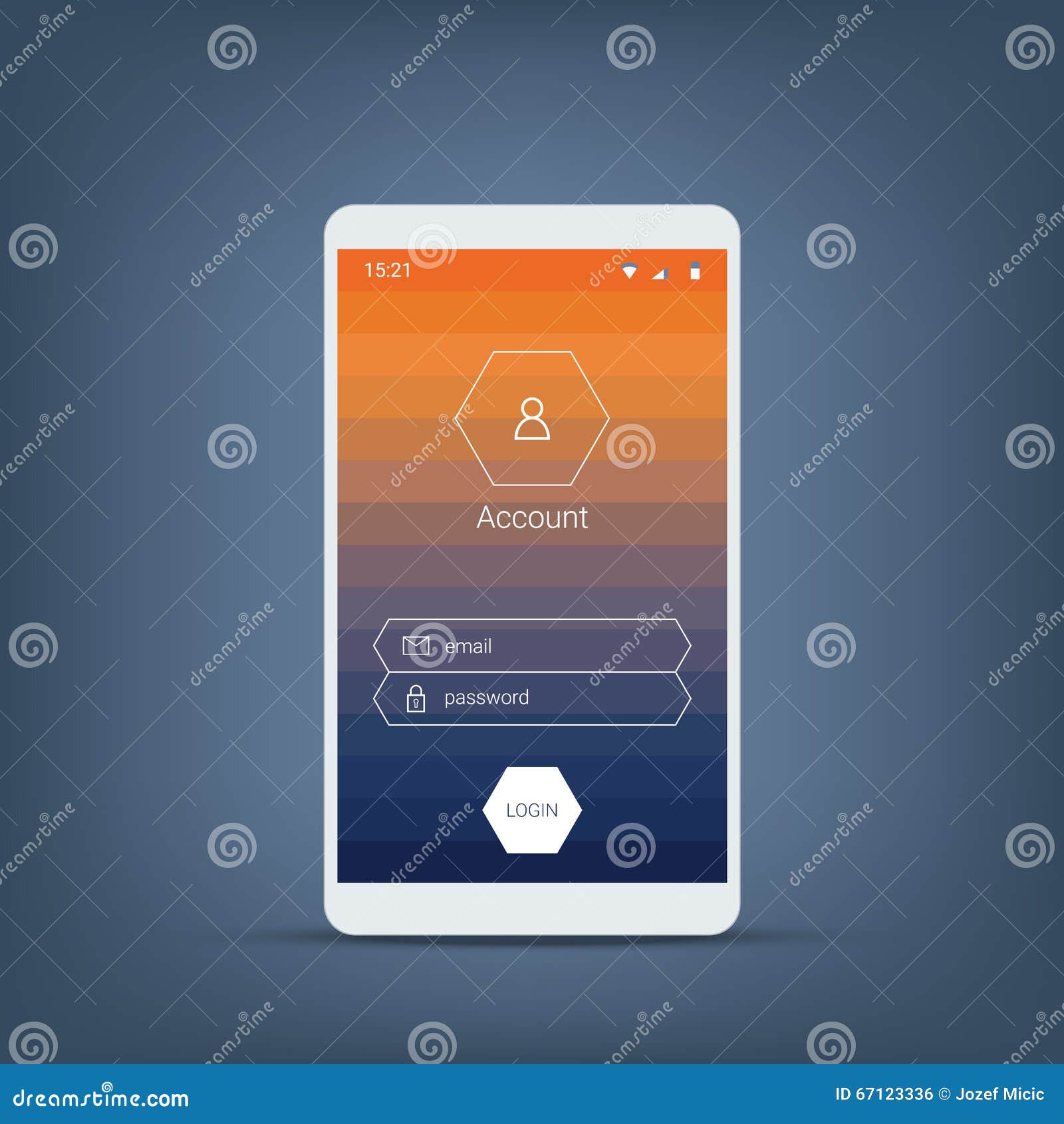 Smartphone Login Menu. Mobile User Interface with Gradient Background ...