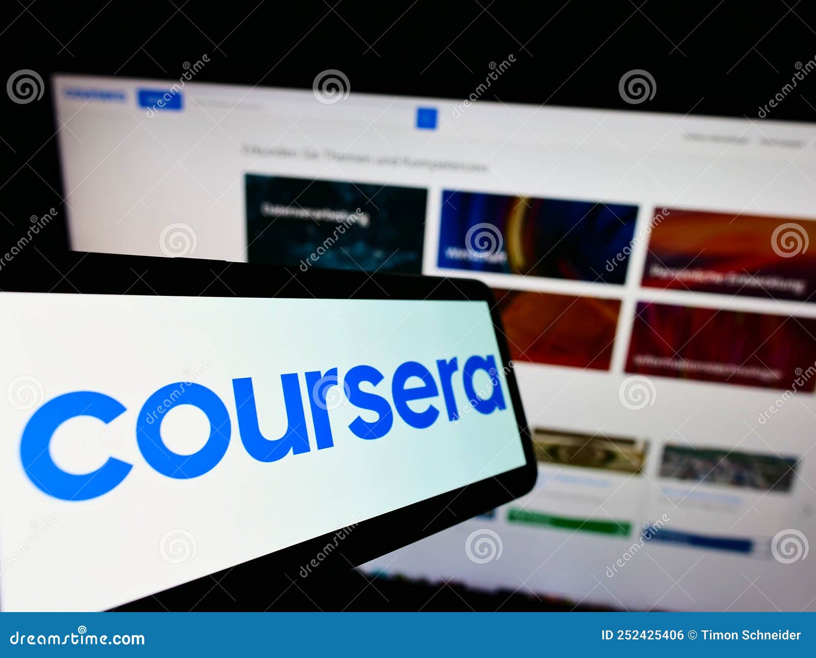 Smartphone with Logo of American E-learning Company Coursera Inc. on ...