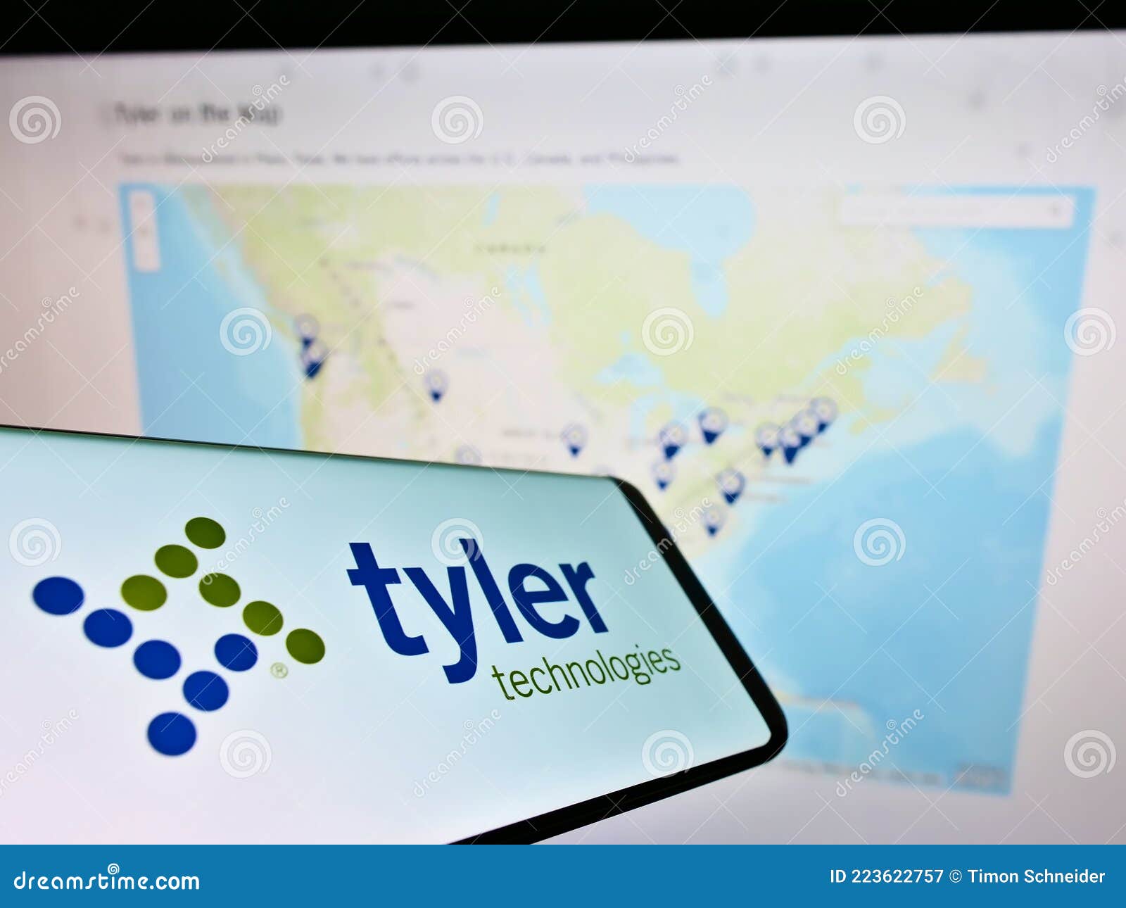 Smartphone with Logo of American Software Company Tyler Technologies ...