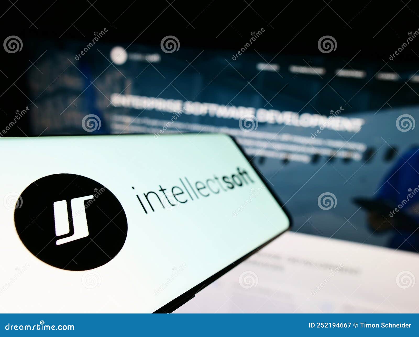 Smartphone with Logo of US Software Company Intellectsoft LLC on Screen ...