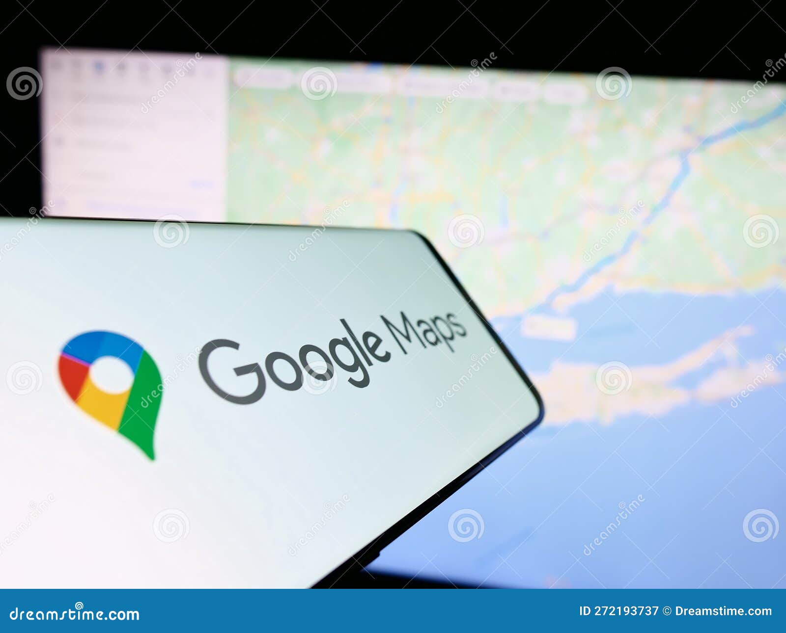 Smartphone with Logo of Web Mapping Platform Google Maps on Screen in ...