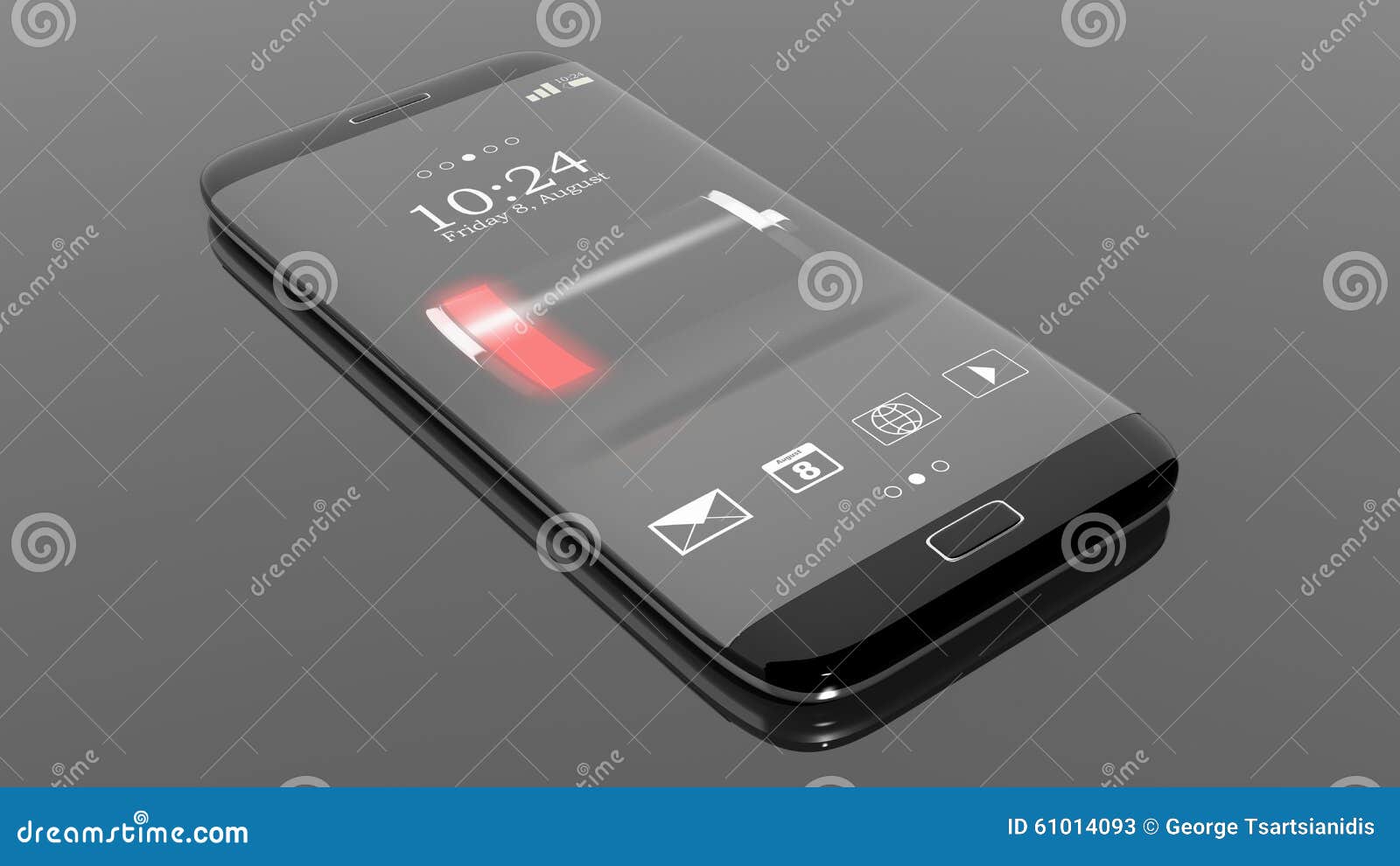 Smartphone with Low Battery Indicator on Screen Stock Illustration ...