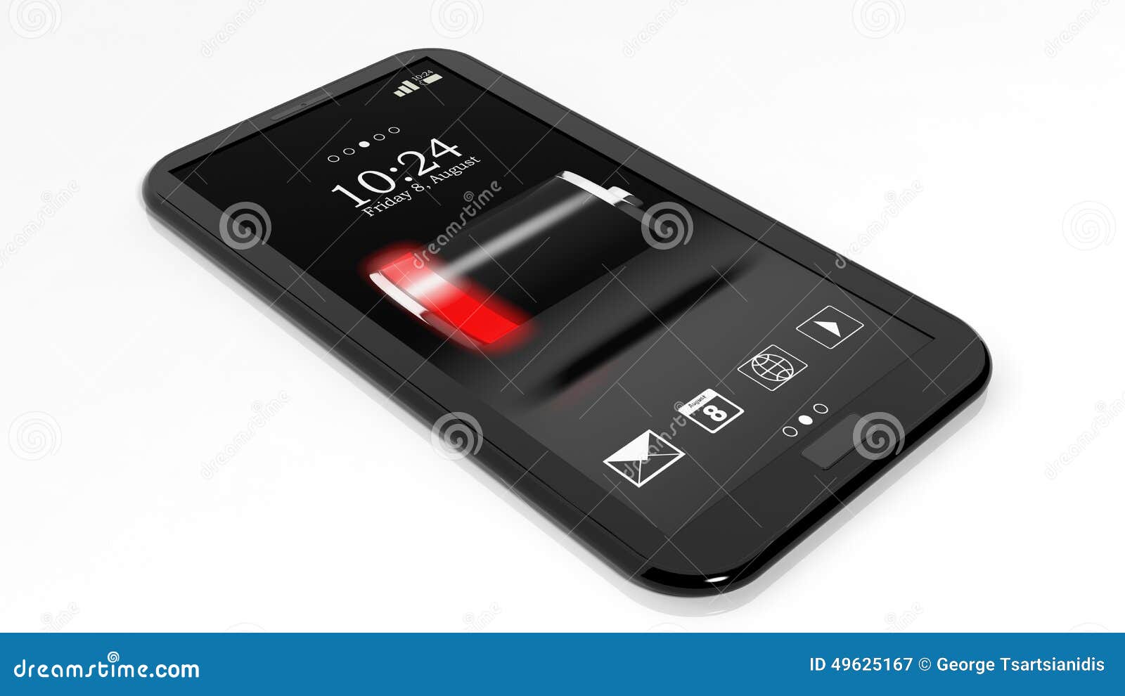 Smartphone with Low Battery Stock Illustration - Illustration of tablet ...
