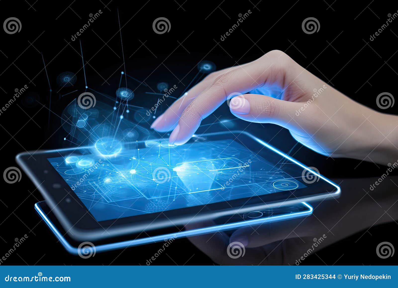 Smartphone with a Magic Screen in Hand, Generative AI Stock ...