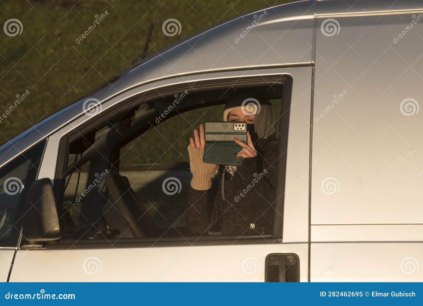 Smartphone and Making Calls in the Car Stock Image - Image of roads ...