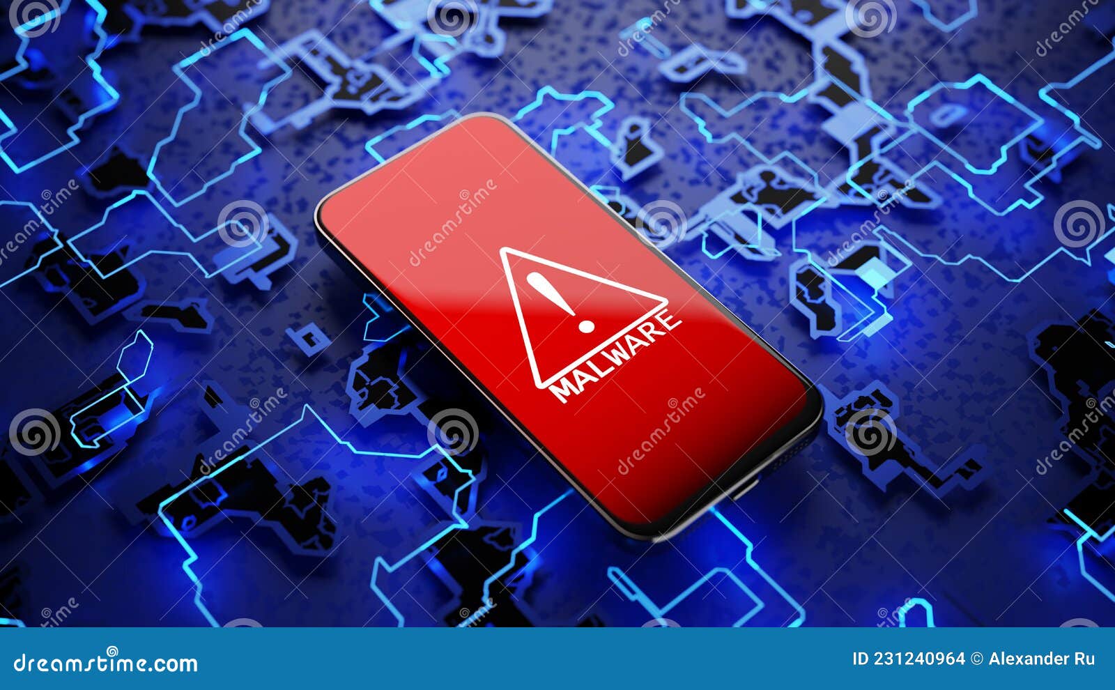 Smartphone Malware Concept. 3d Render Stock Illustration - Illustration ...