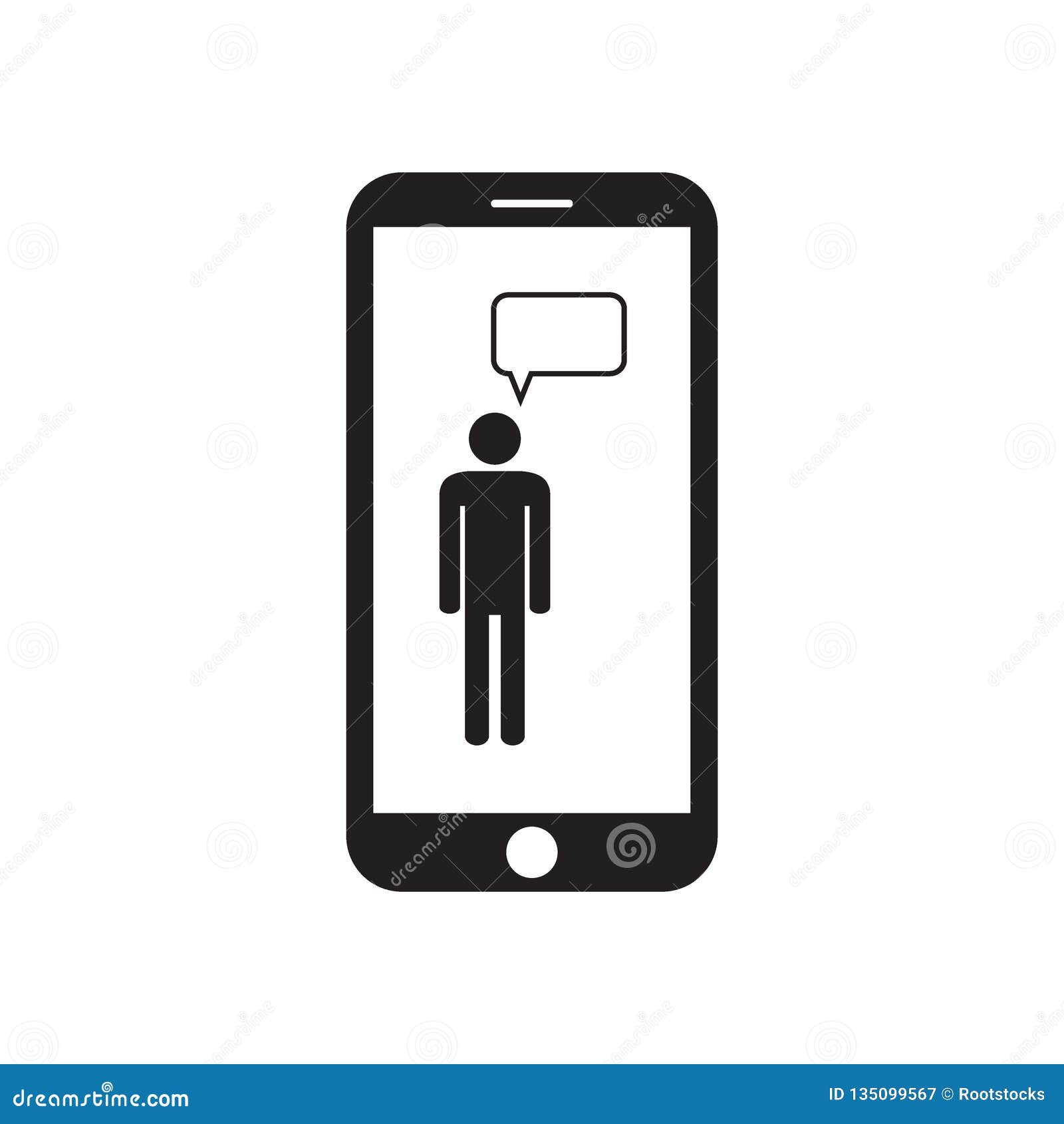 Smartphone with Man Icon and Message Box Stock Illustration ...