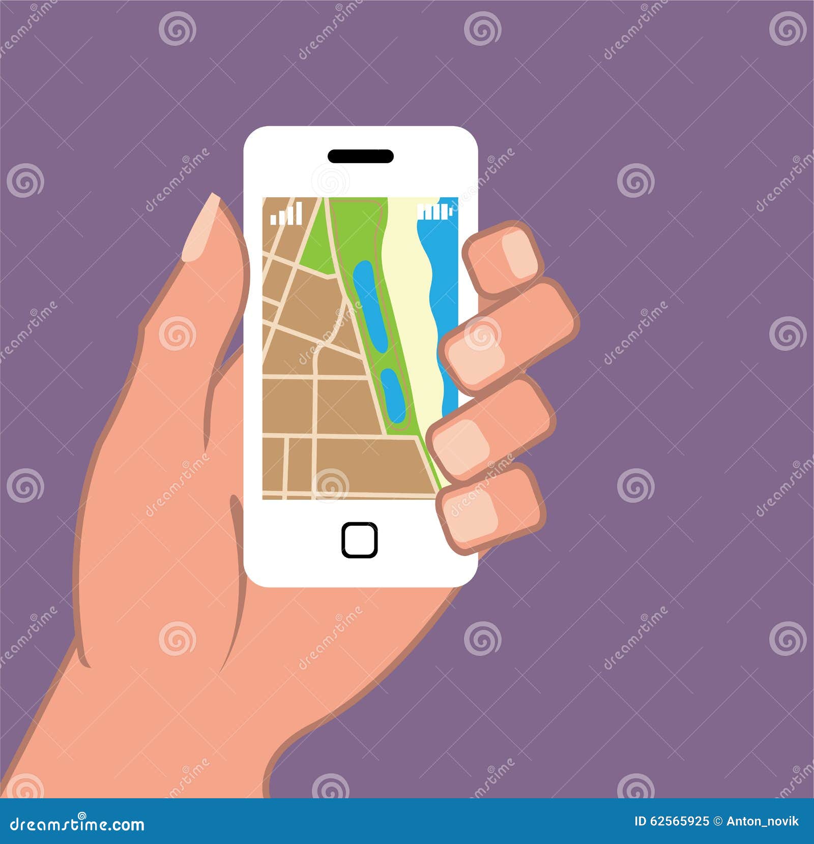Smartphone with a Map App Vector Stock Vector - Illustration of ...