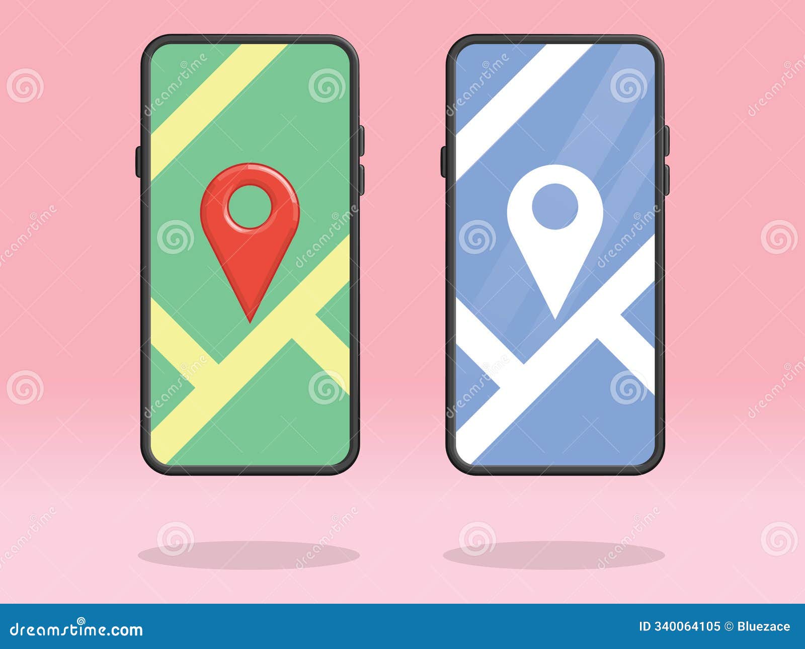 Smartphone Map Full Screen Destination Pin Stock Vector - Illustration ...