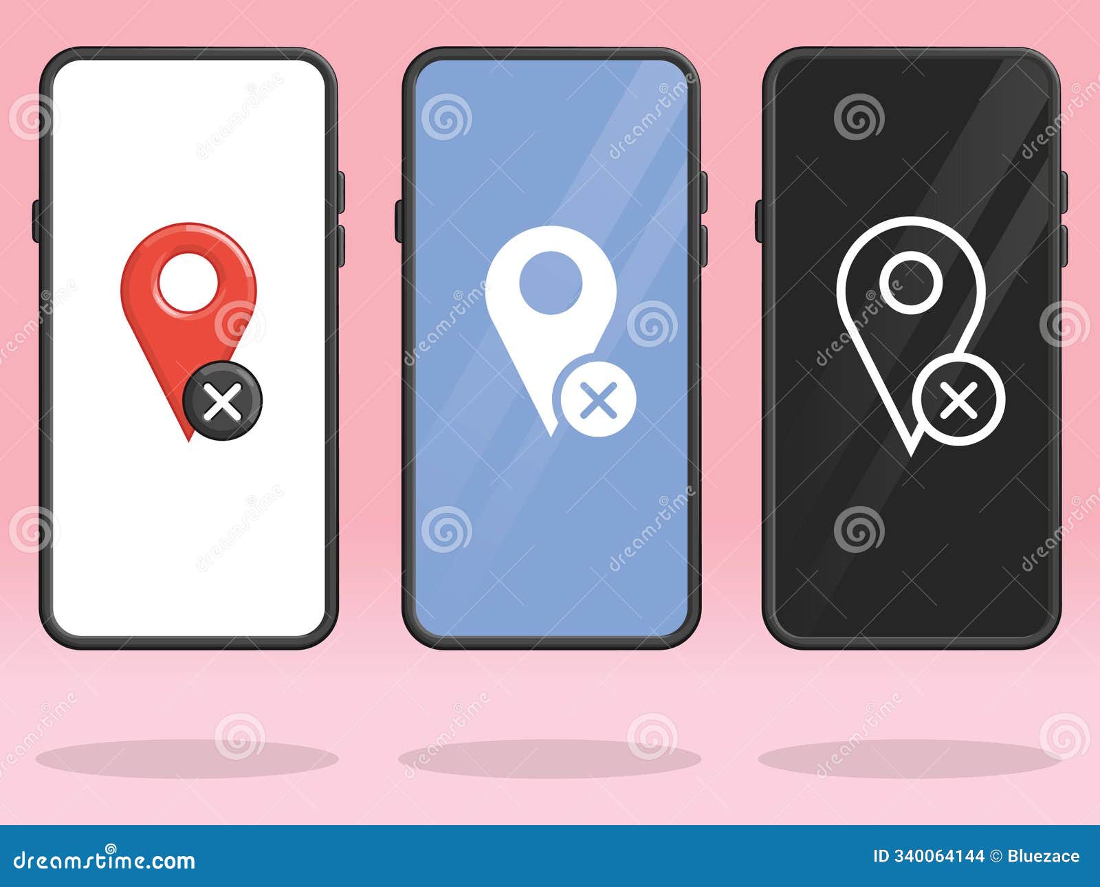 Smartphone Map Pin Cross X Sign Stock Vector - Illustration of display ...