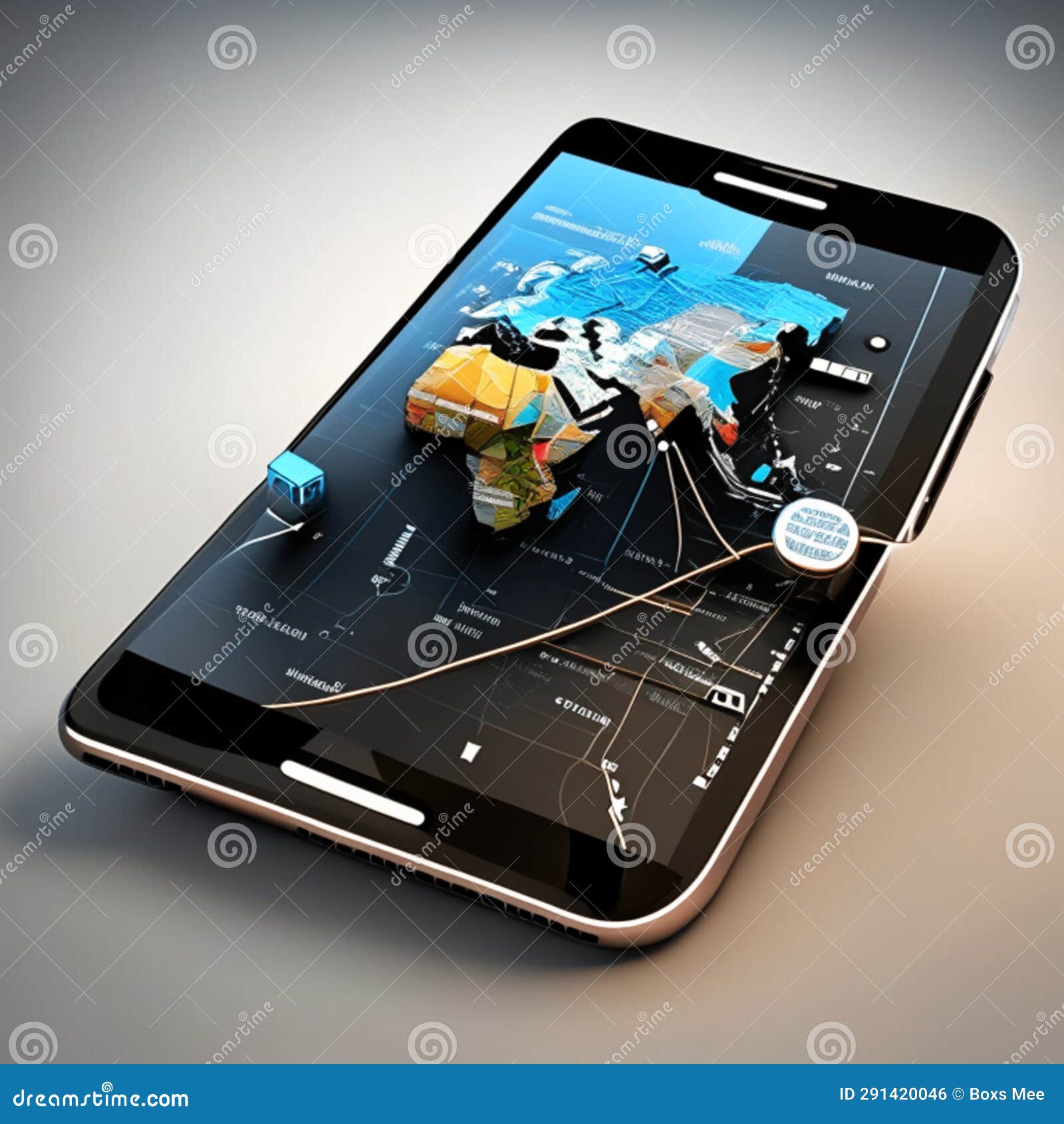 Smartphone with Map on the Screen. 3d Illustration. High Resolution ...