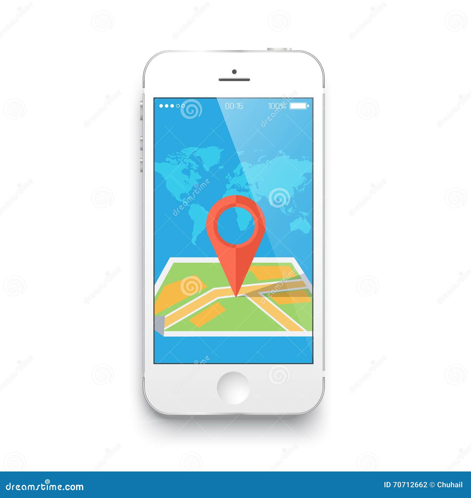 Smartphone and a map. stock vector. Illustration of device - 70712662