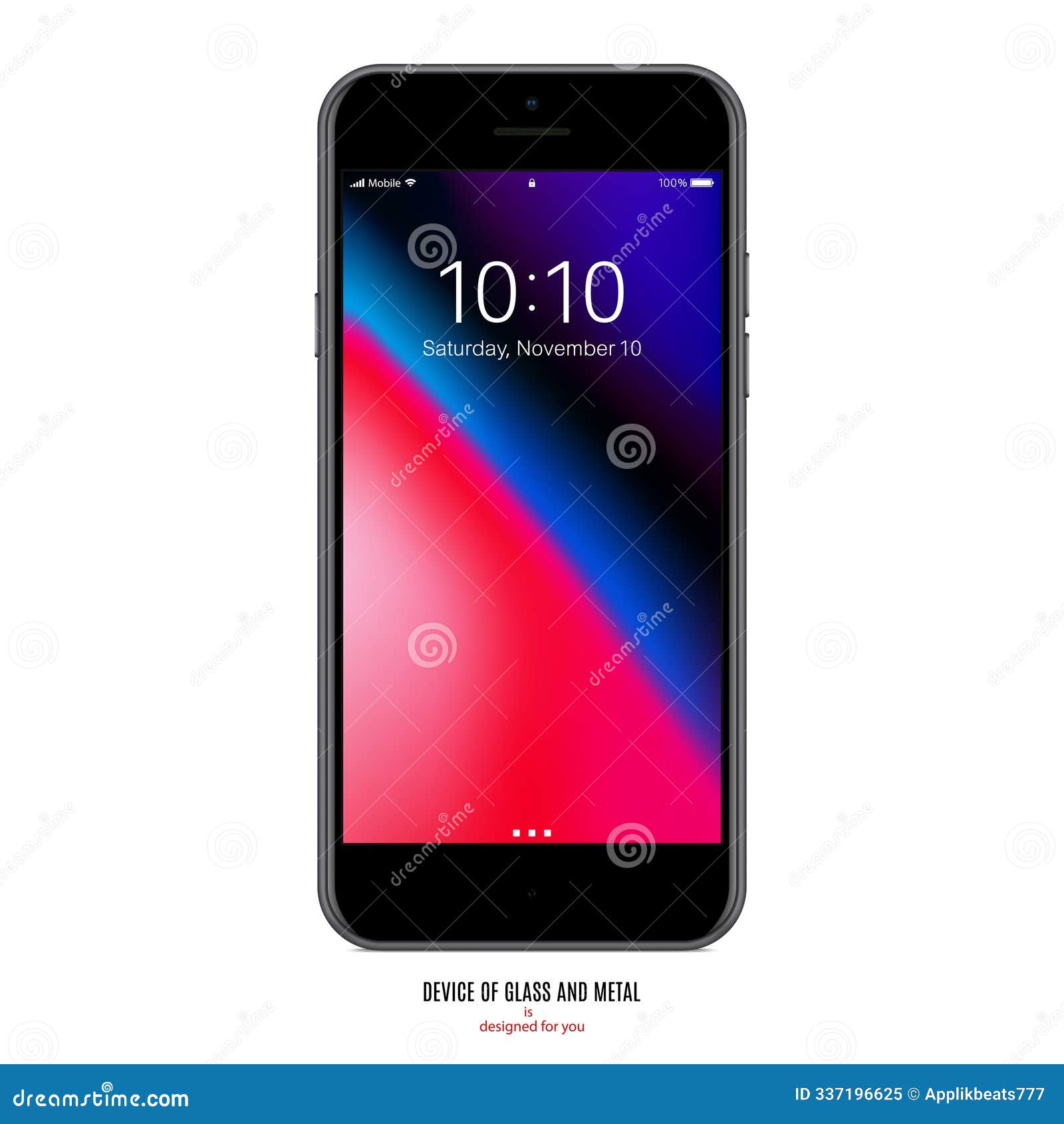 Smartphone in Matte Black Color with Colored Screen on White Background ...