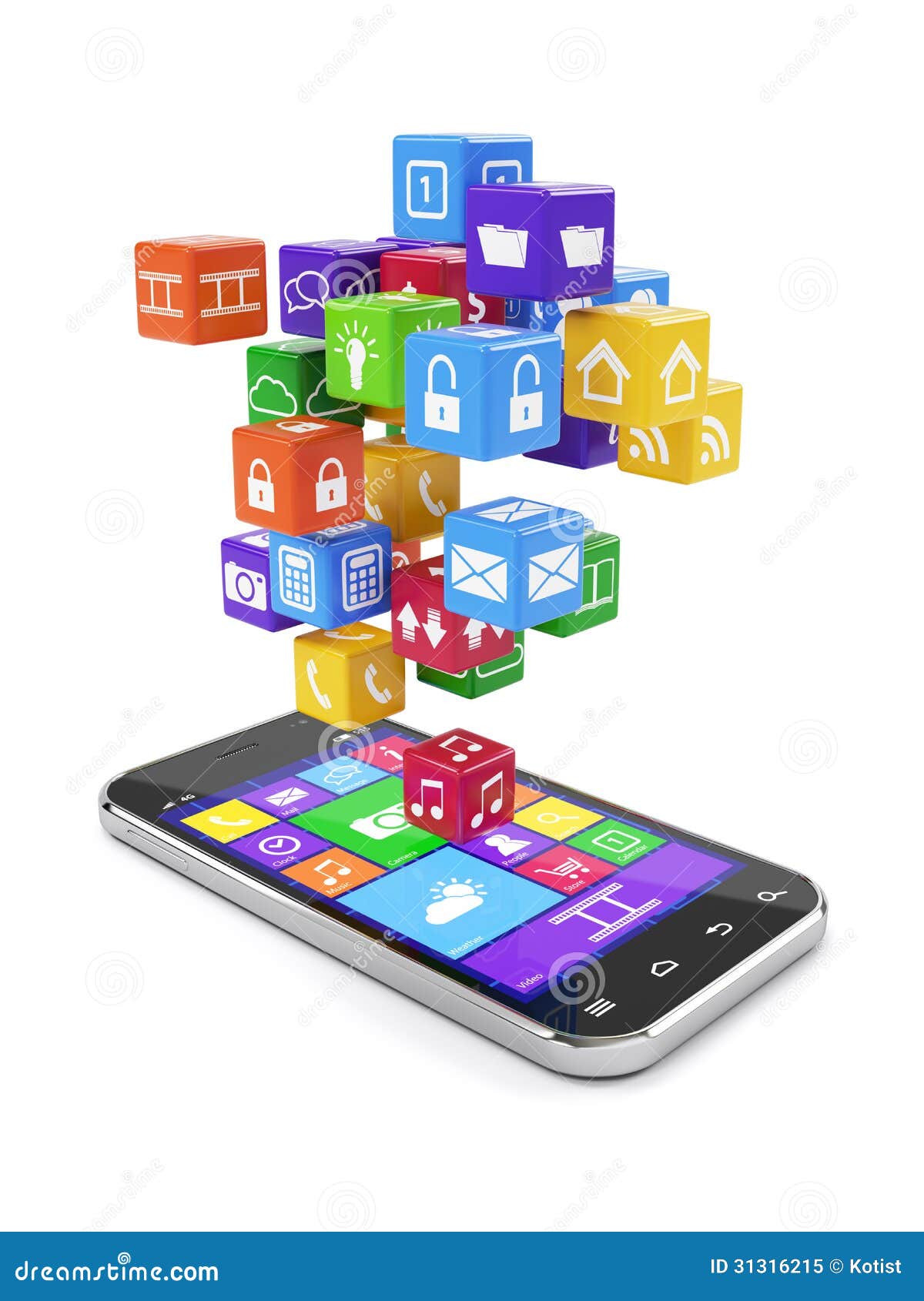 Smartphone Media Concept Isolated Stock Illustration - Illustration of ...