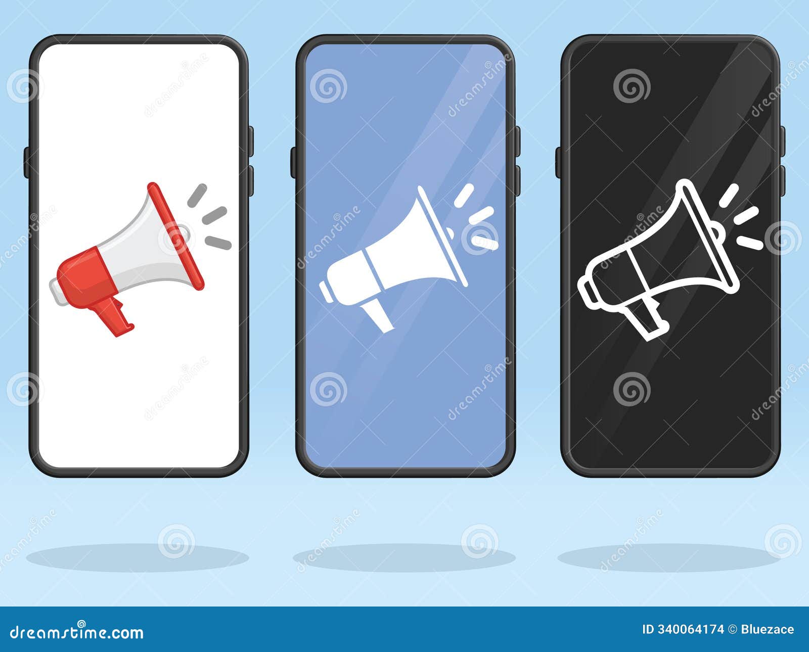 Smartphone Megaphone Speaking Announcement Attention Stock Vector ...