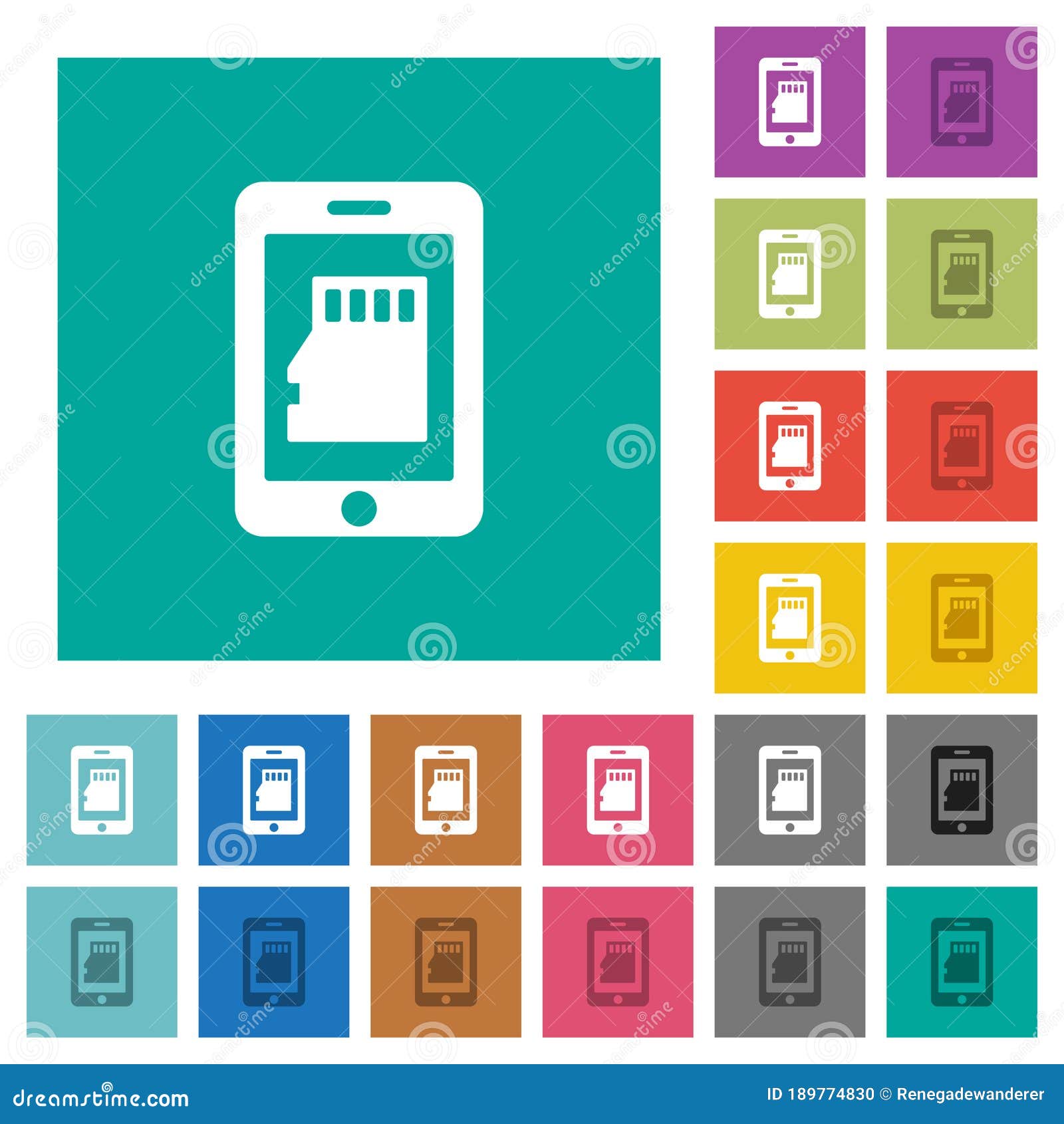 Smartphone Memory Card Square Flat Multi Colored Icons Stock Vector ...