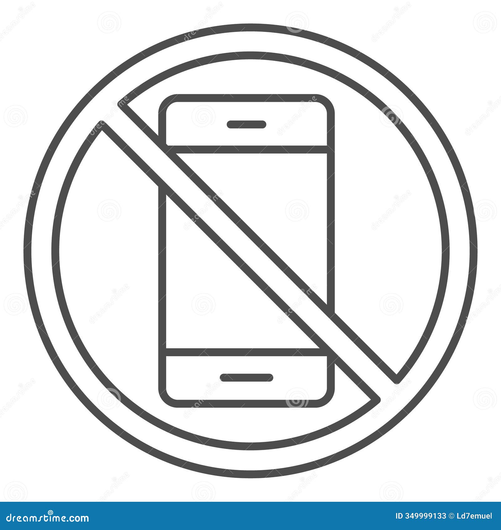 Smartphone Message Ban Thin Line Icon, Prohibited Elements Concept ...