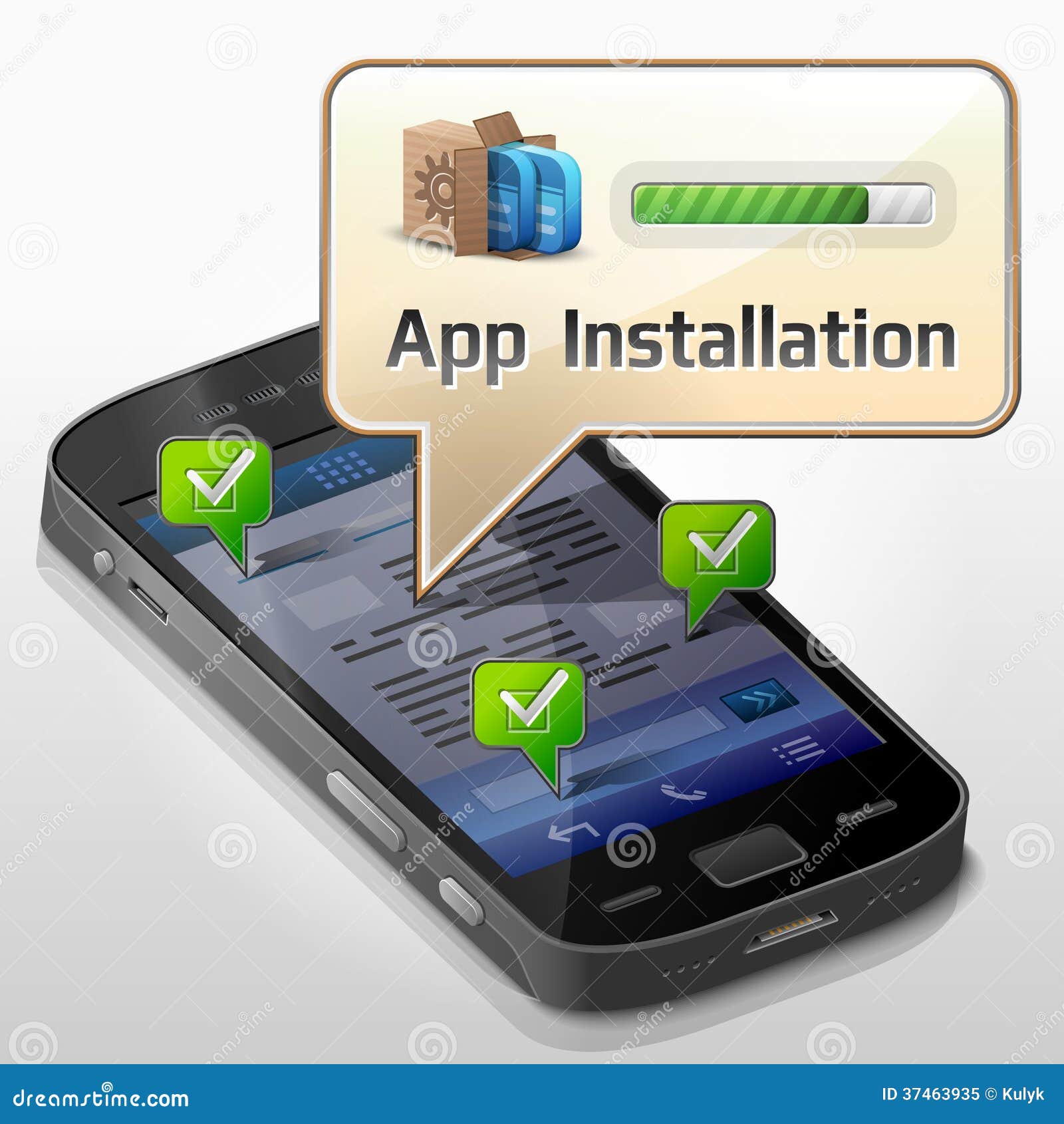 Smartphone with Message Bubble about App Installat Stock Vector ...