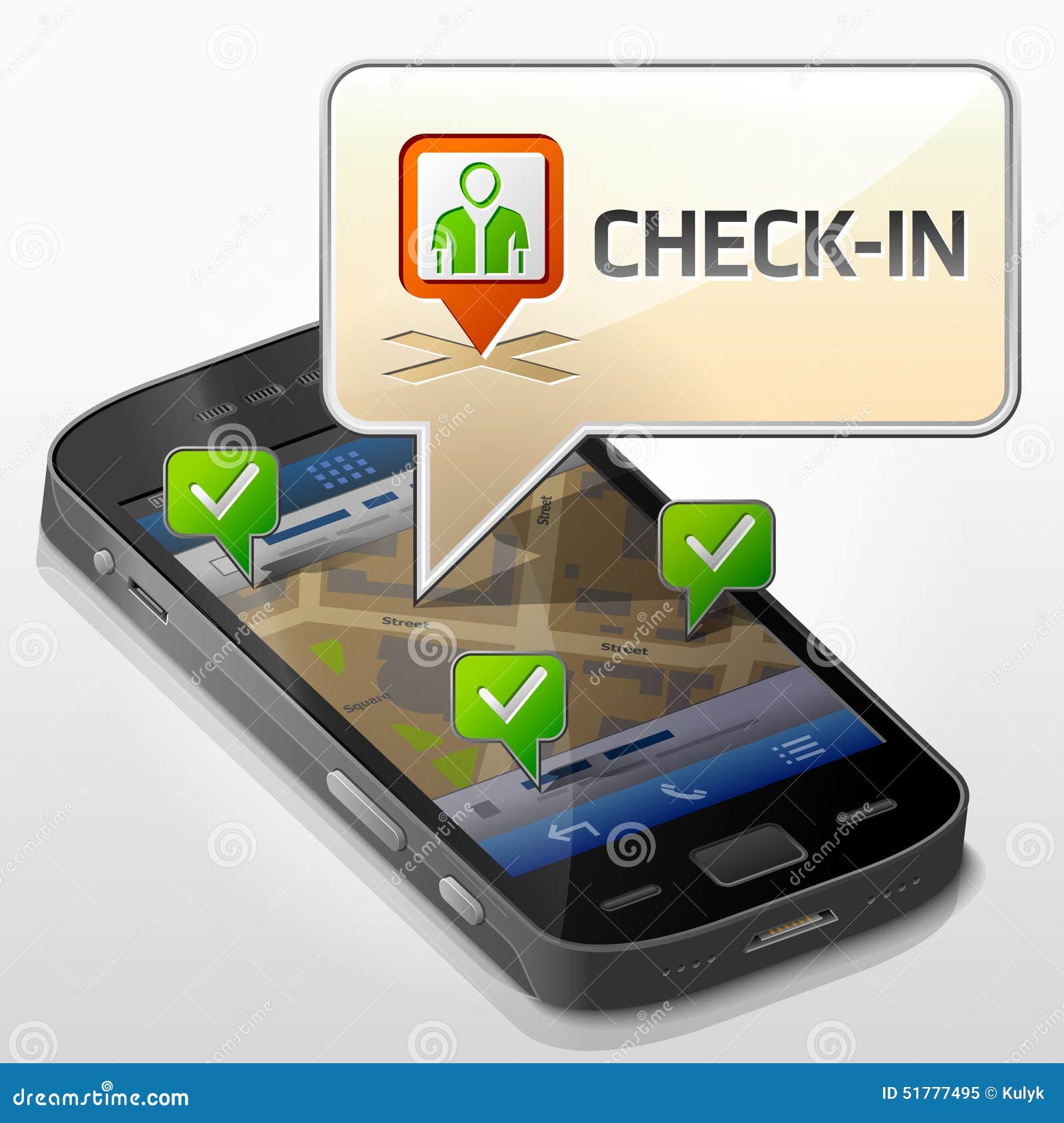 Smartphone with Message Bubble about Check-in Stock Vector ...