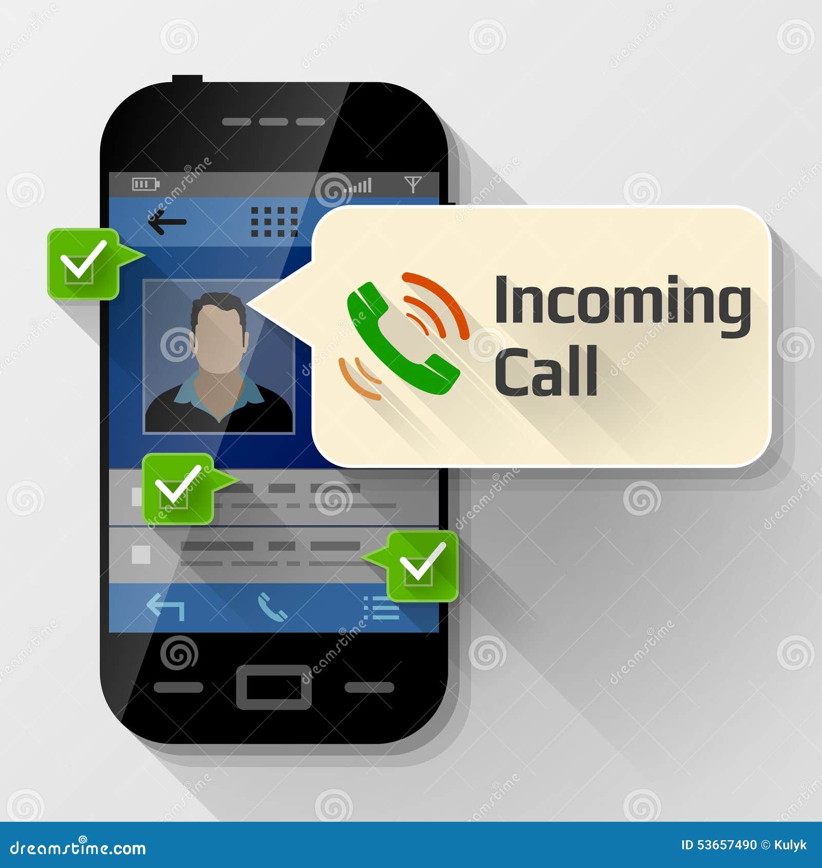 Smartphone with Message Bubble about Incoming Call Stock Vector ...