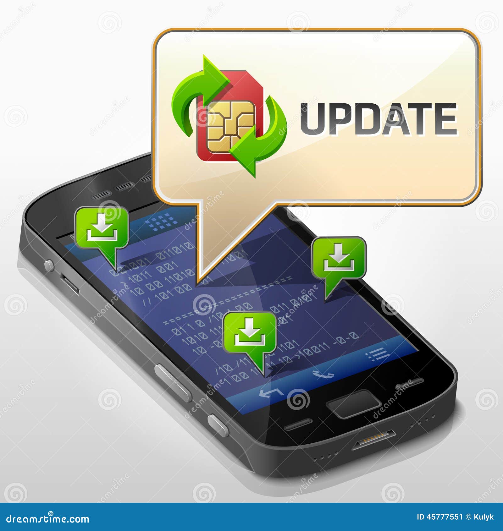 Smartphone with Message Bubble about Update Stock Vector - Illustration ...