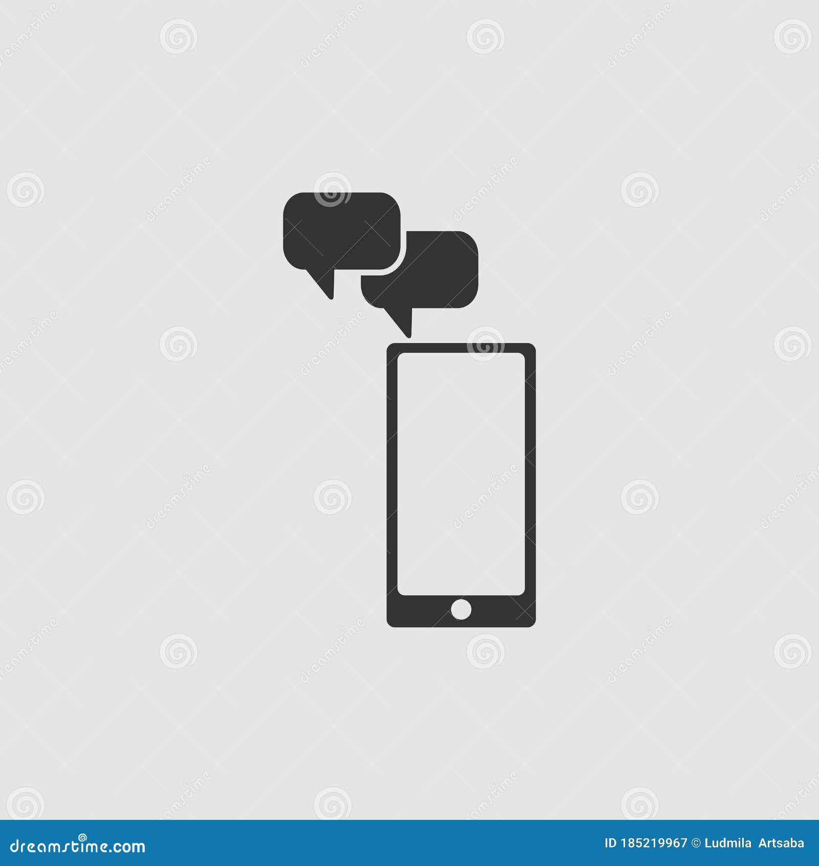 Smartphone Message Icon Flat Stock Illustration - Illustration of ...