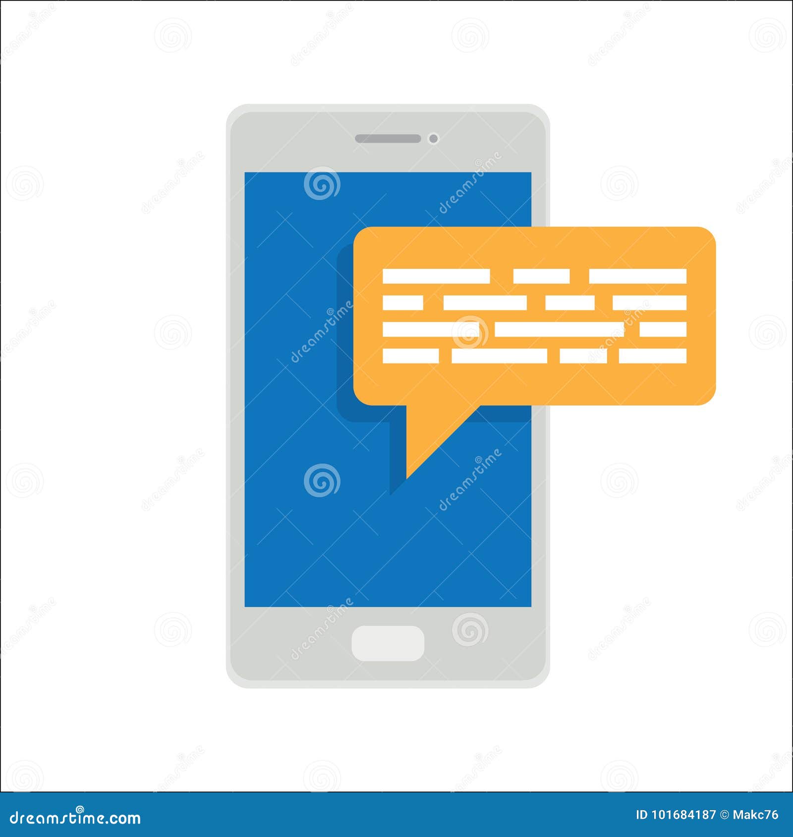 Smartphone, Message Icon stock vector. Illustration of contact - 101684187