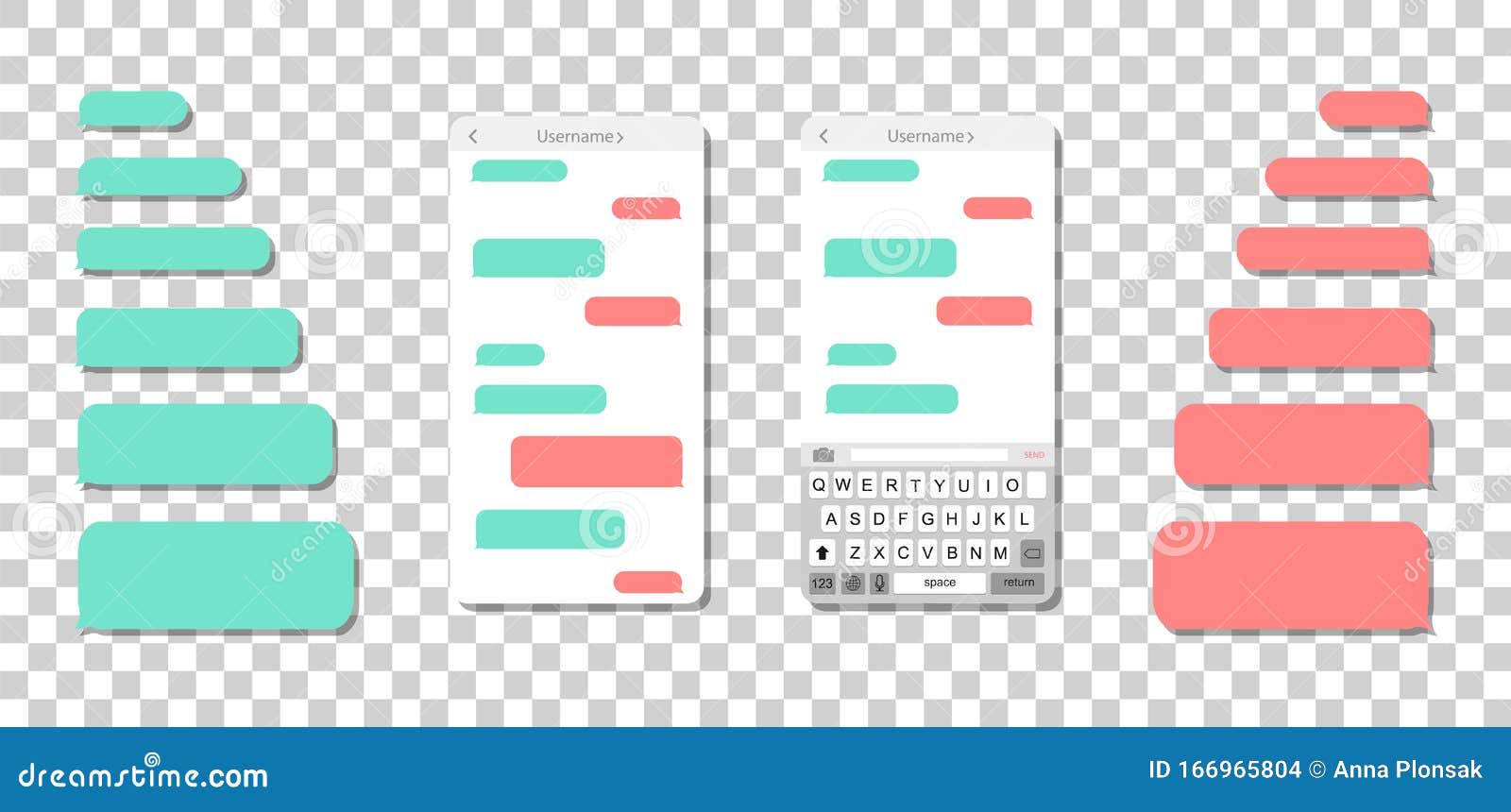 Smartphone with Messages on a Transparent Background. Empty Message ...
