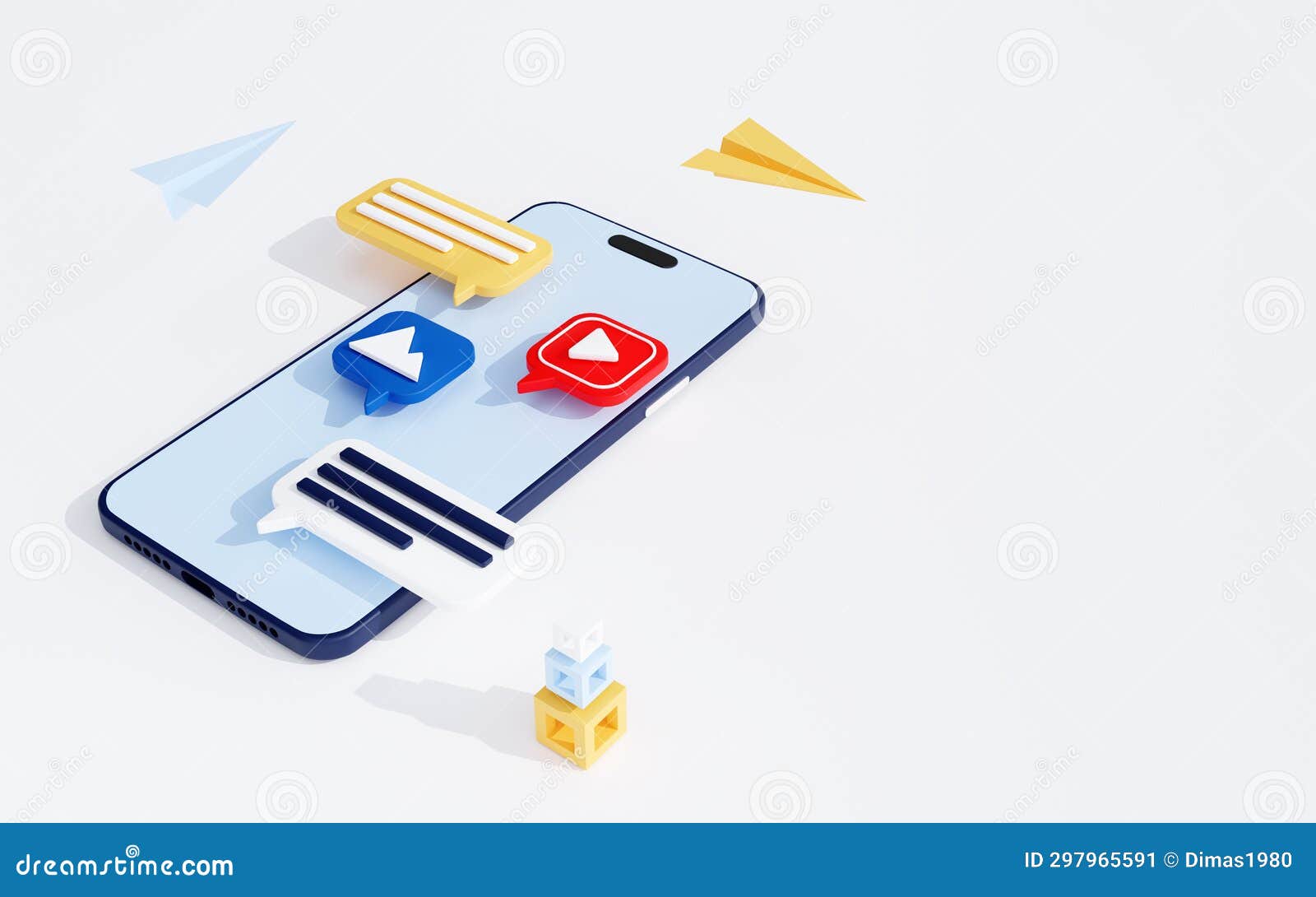 Smartphone Messenger Mobile App Concept with Smartphone, 3d Render ...