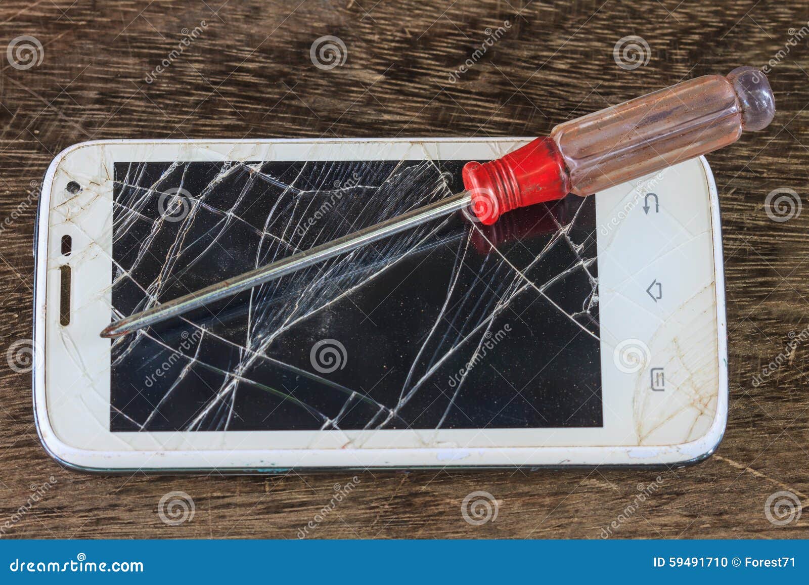 Smartphone Met Het Gebroken Scherm Stock Foto - Image of huis, telefoon ...