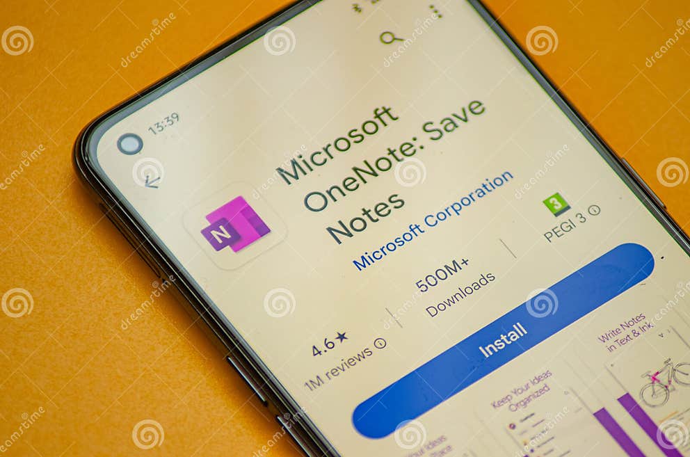 Smartphone with Microsoft OneNote App Installer on the Screen Editorial ...