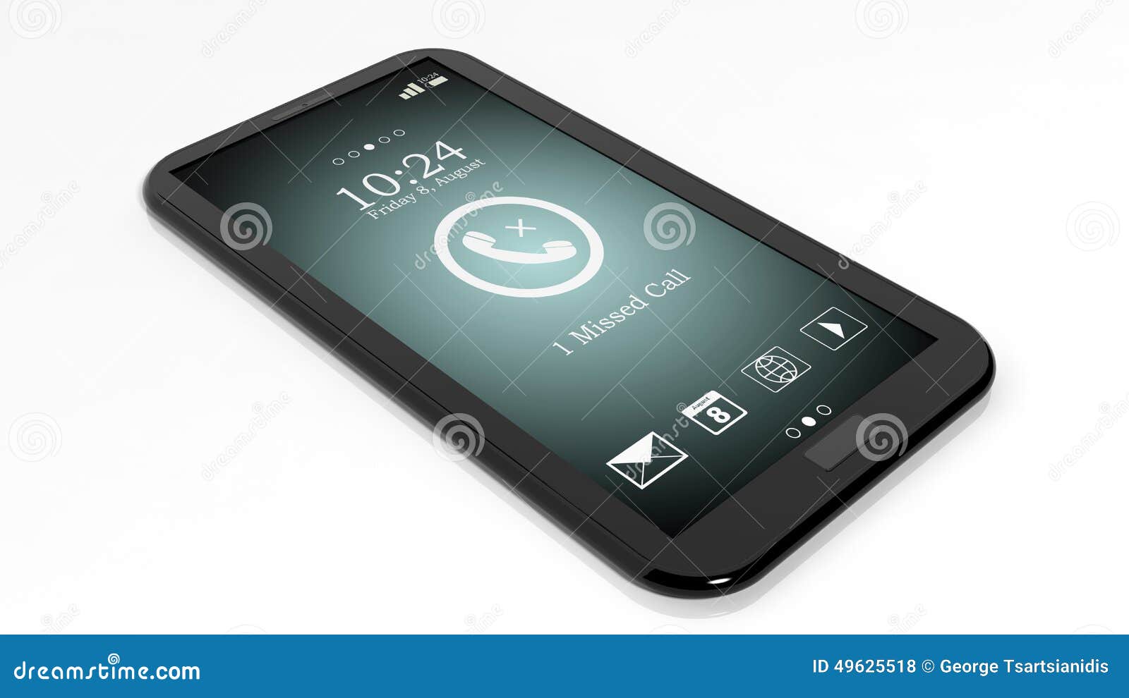 Smartphone with Missed Call Stock Illustration - Illustration of ...