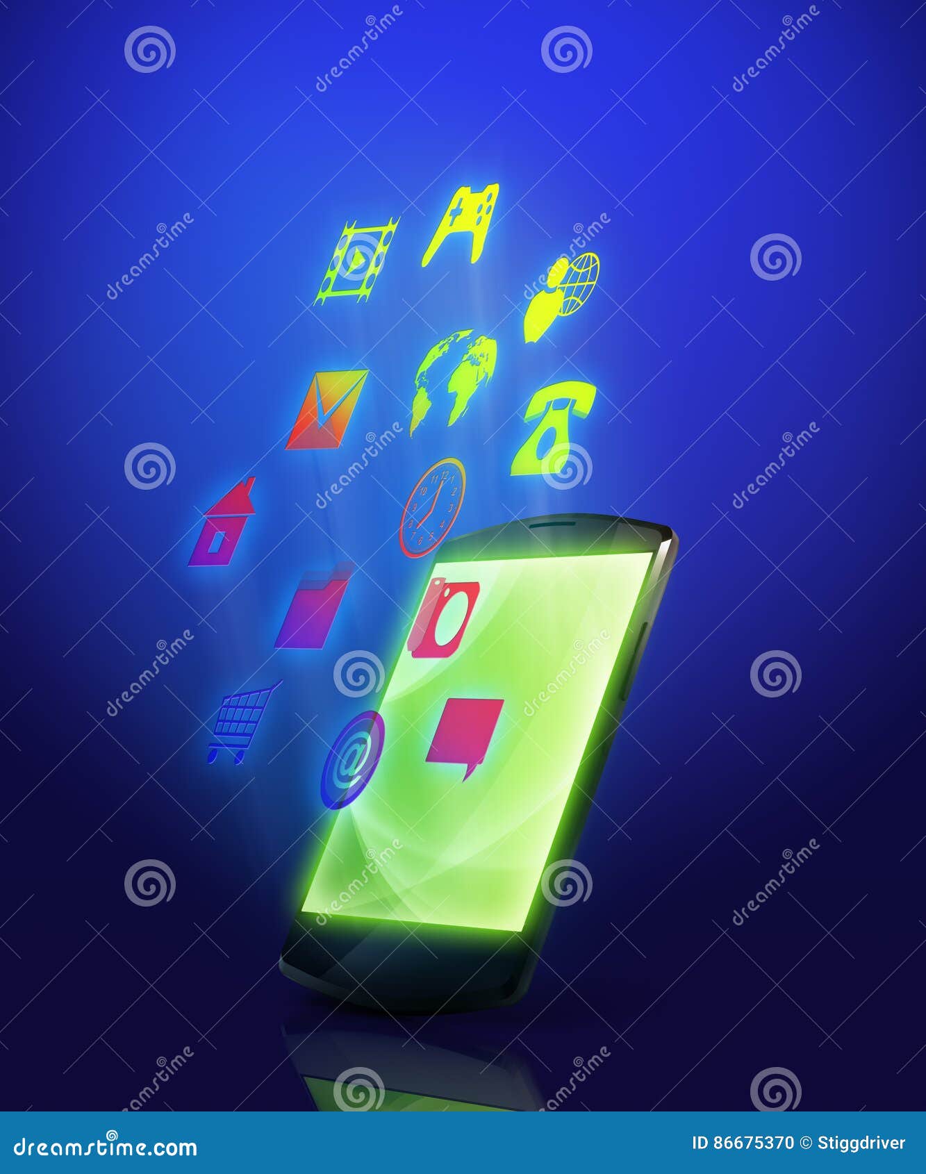 Smartphone mit apps Ikonen stock abbildung. Illustration von ...