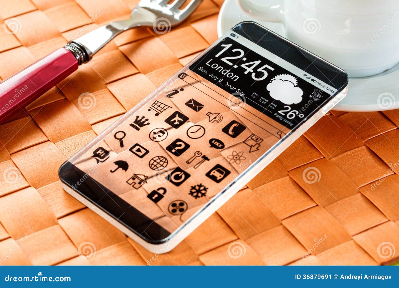 Smartphone Mit Einer Transparenten Anzeige. Stockbild - Bild von ...