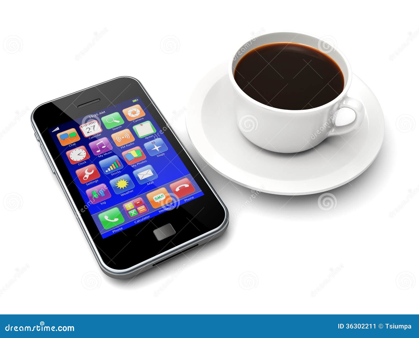 Smartphone stock illustration. Illustration of coffee - 36302211