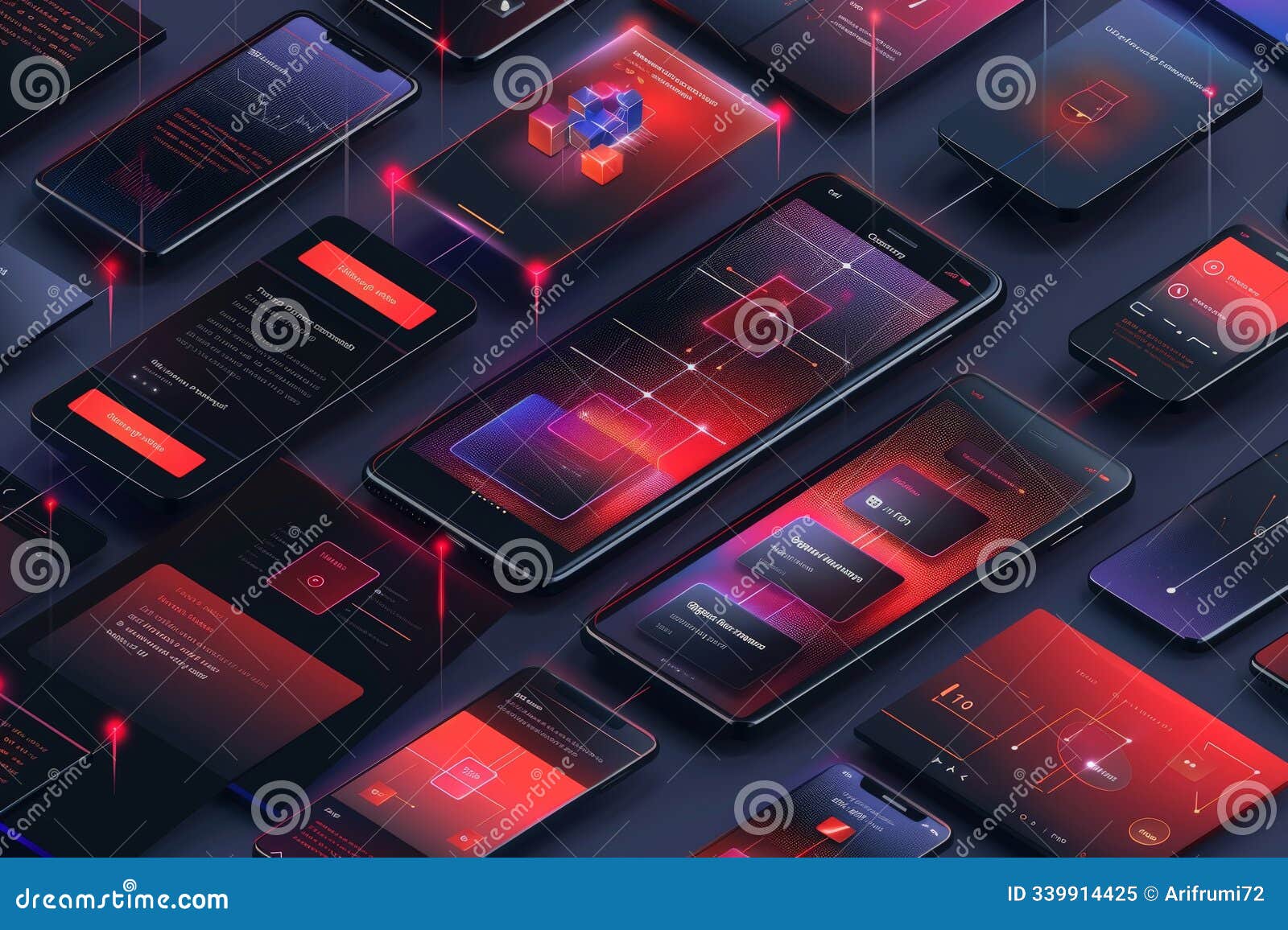 Smartphone Mobile App Interface Mockup with Ui Active Blocks and ...