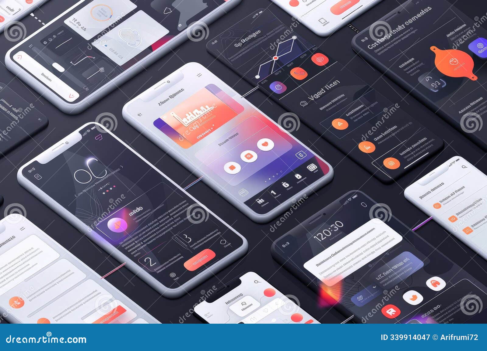 Smartphone Mobile App Interface Mockup with Ui Active Blocks and ...