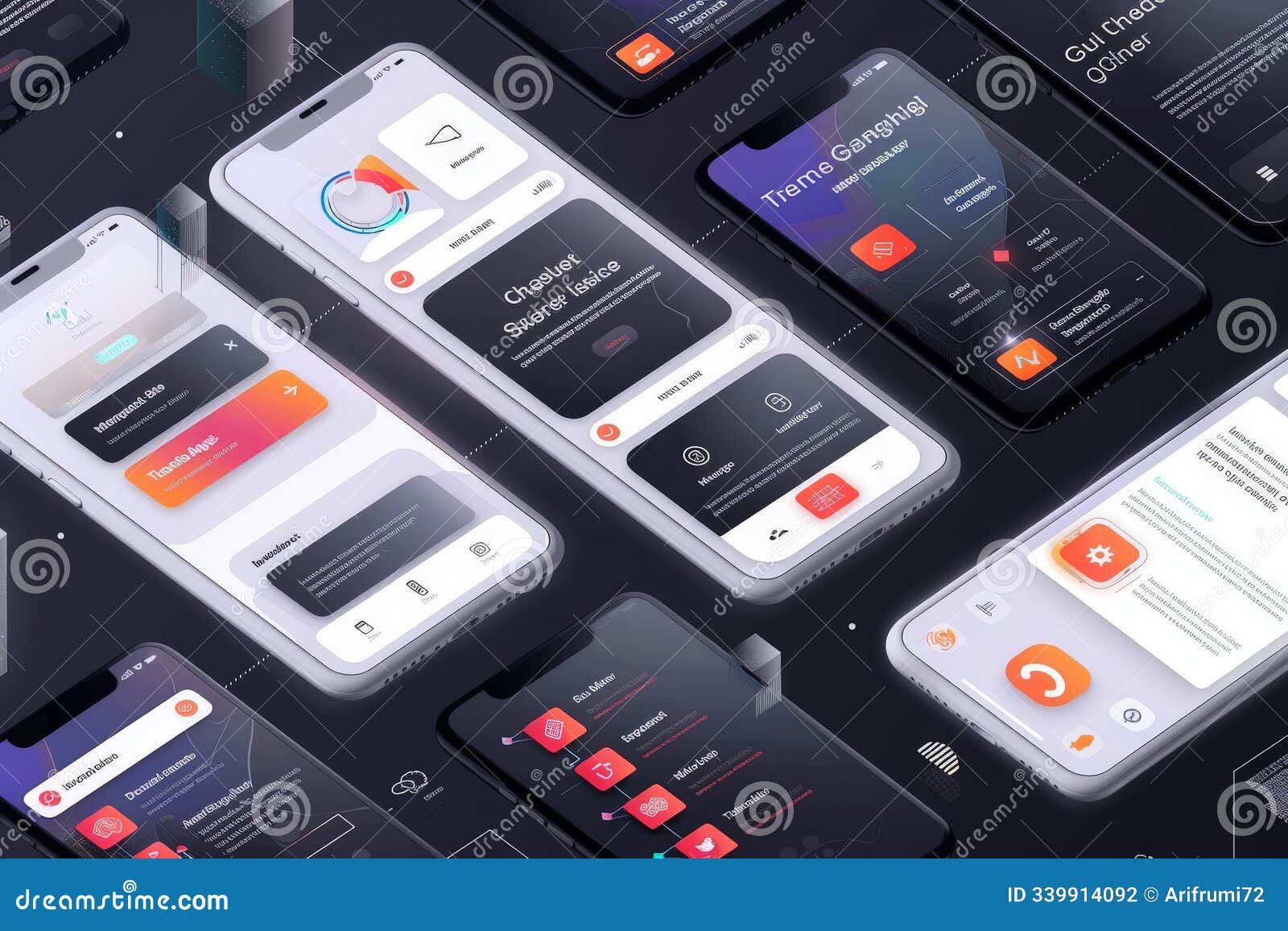 Smartphone Mobile App Interface Mockup with Ui Active Blocks and ...