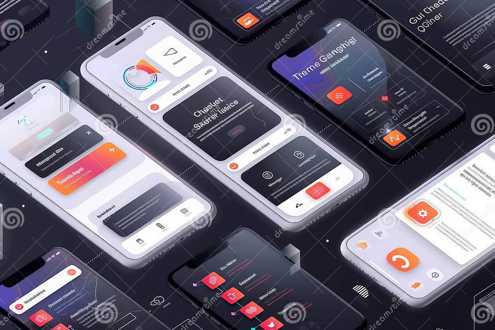 Smartphone Mobile App Interface Mockup with Ui Active Blocks and ...