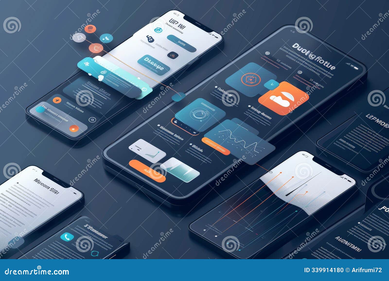 Smartphone Mobile App Interface Mockup with Ui Active Blocks and ...