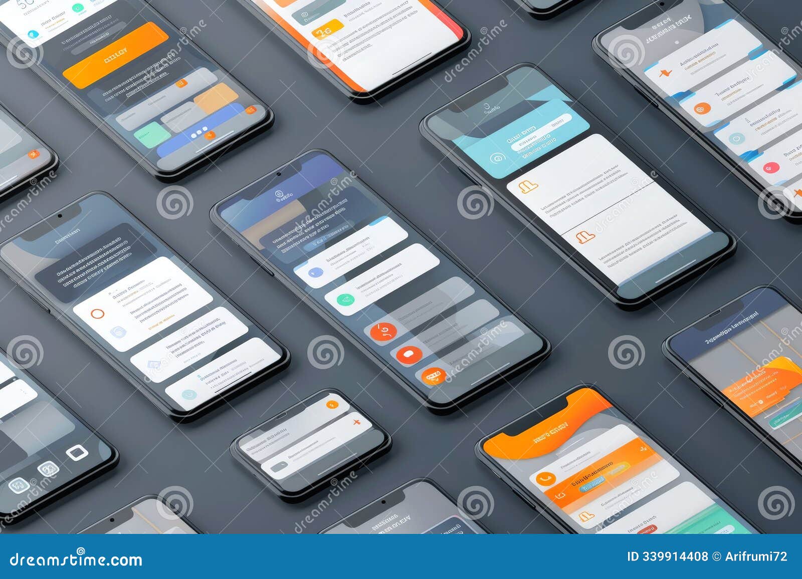 Smartphone Mobile App Interface Mockup With Ui Active Blocks And Connections Ack Of Ui Ux Gui