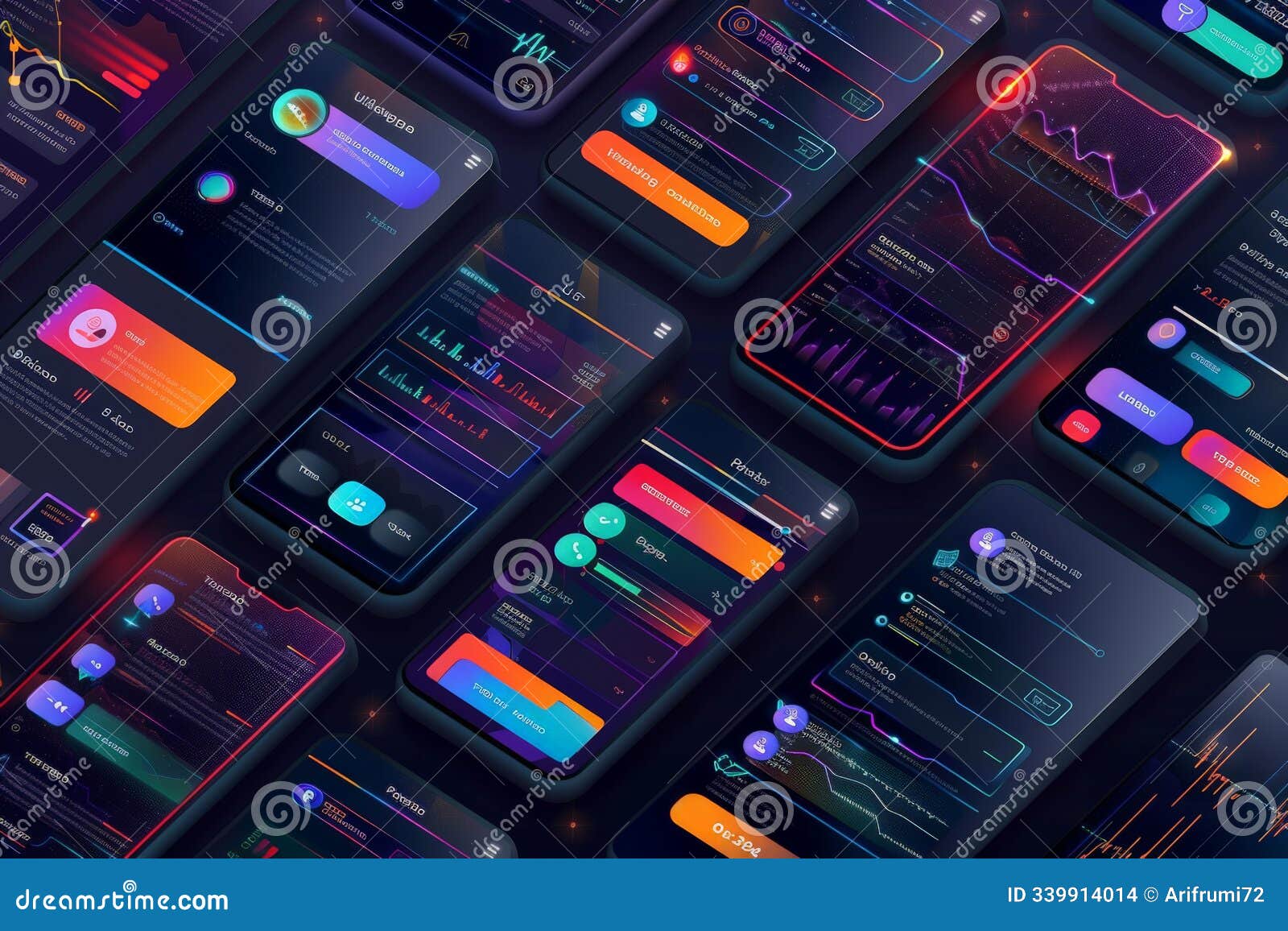 Smartphone Mobile App Interface Mockup With Ui Active Blocks And Connections Ack Of Ui Ux Gui