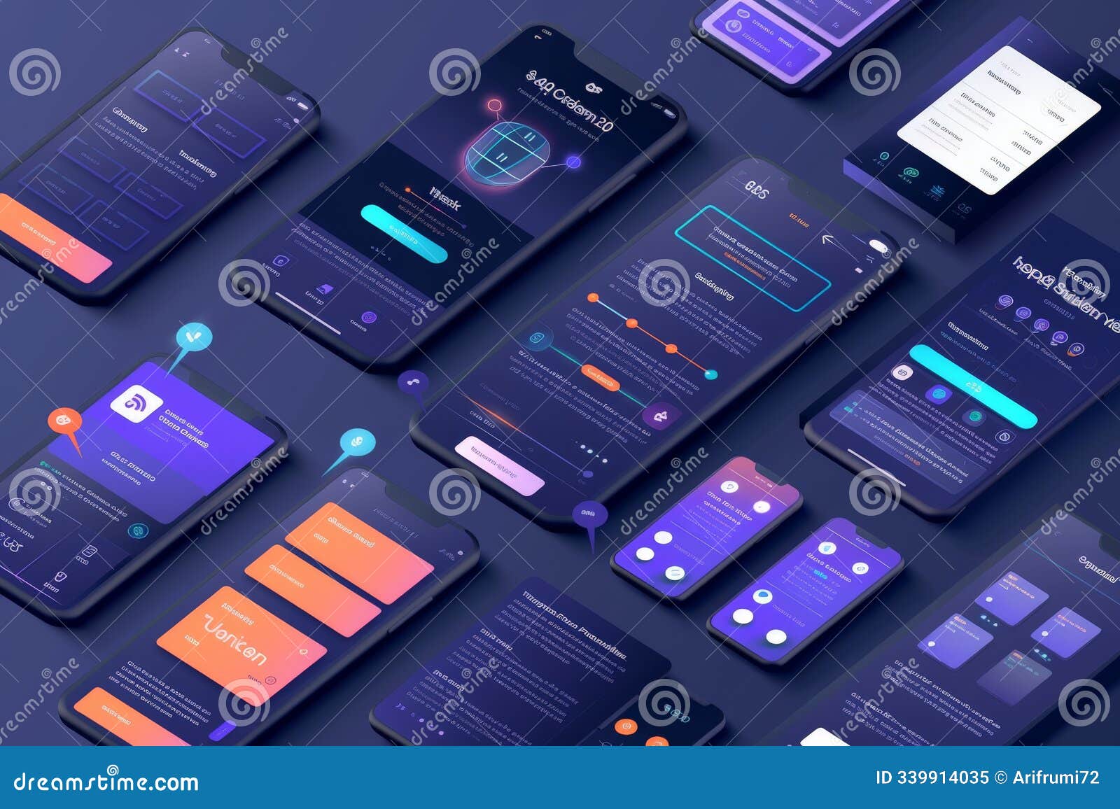 Smartphone Mobile App Interface Mockup with Ui Active Blocks and ...