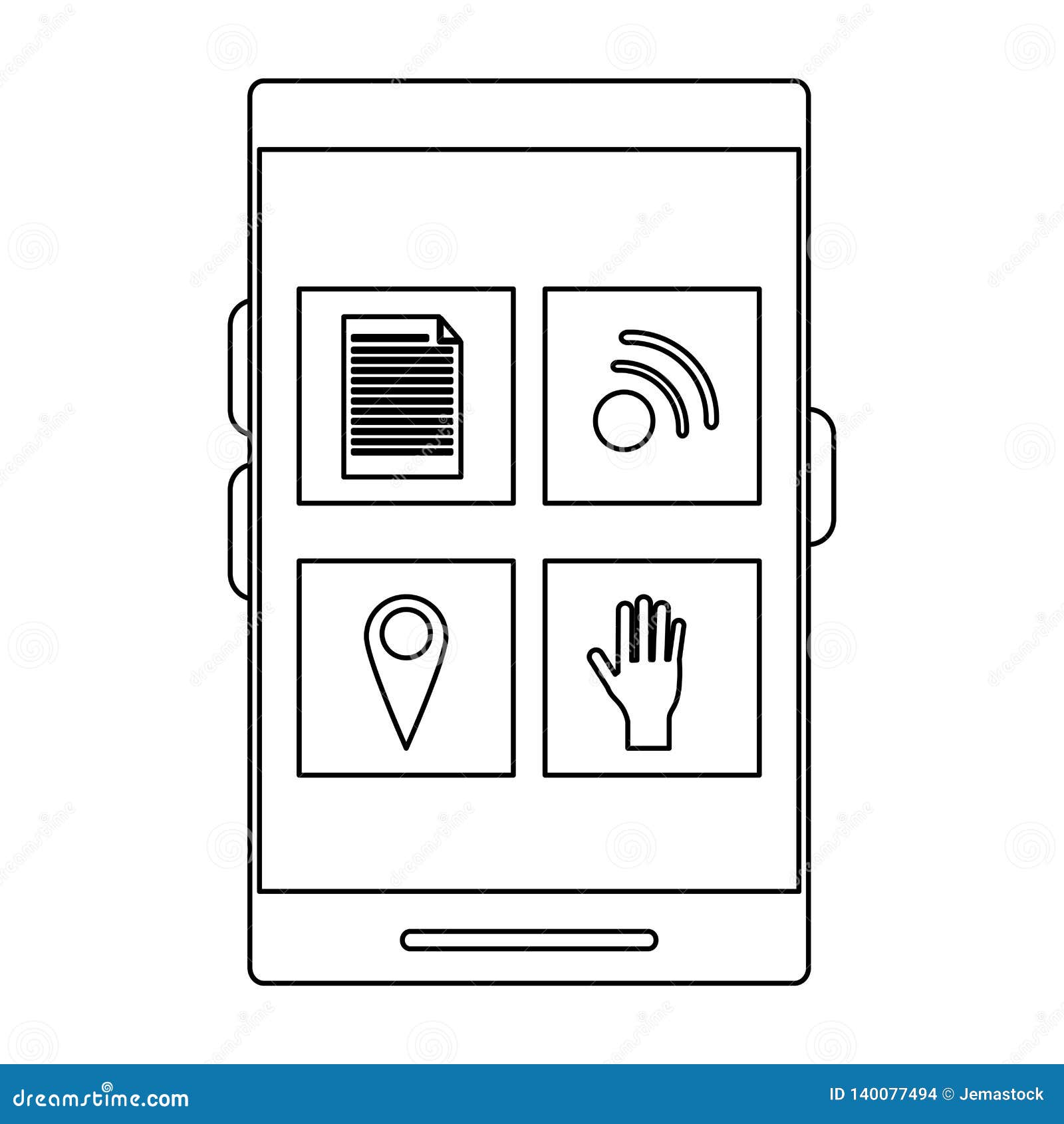 Smartphone Mobile App Menu Black and White Stock Vector - Illustration ...