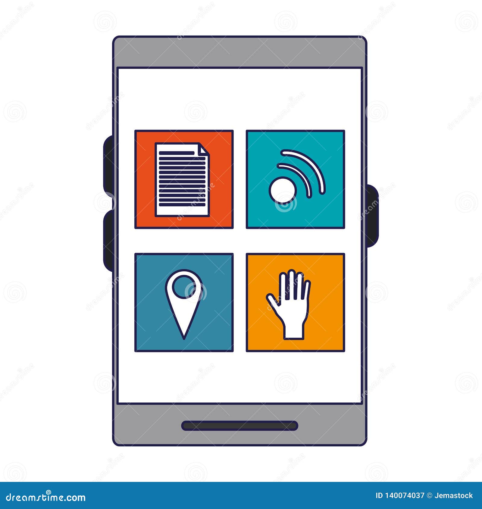 Smartphone Mobile App Menu Blue Lines Stock Vector - Illustration of ...